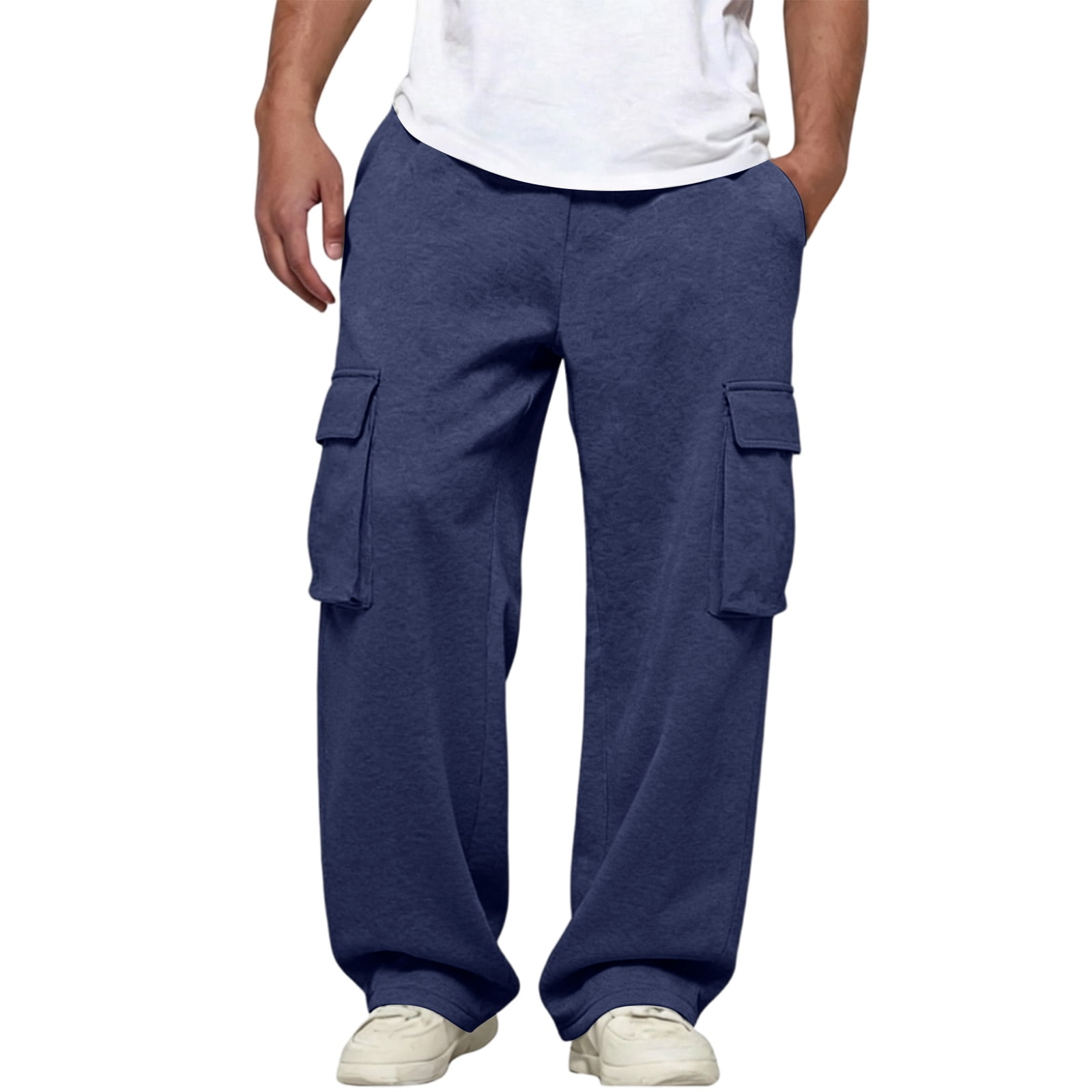 Cargo Sweatpants for Men Straight Wide Leg Baggy Pants High Rise ...