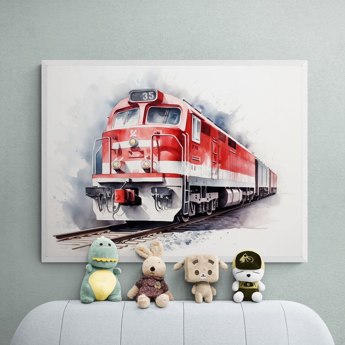 Cargo Train Print, Watercolor Painting, Train Print, Train Poster ...