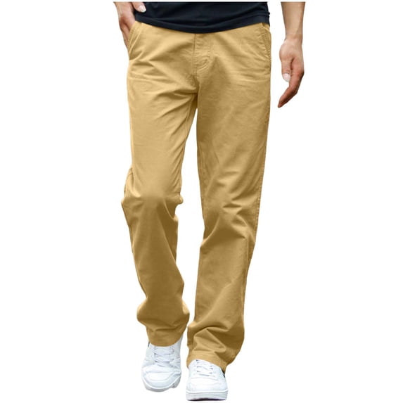 Cargo Trousers for Men Outdoor Casual Work Pants Button Zipper Elastic ...