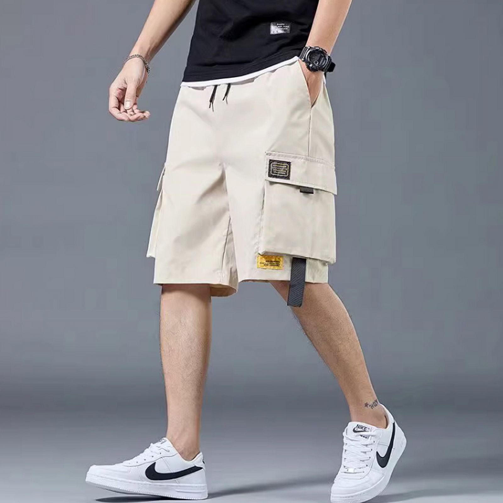 Cargo shorts men's summer loose-fitting five-point pants multi-pocket ...