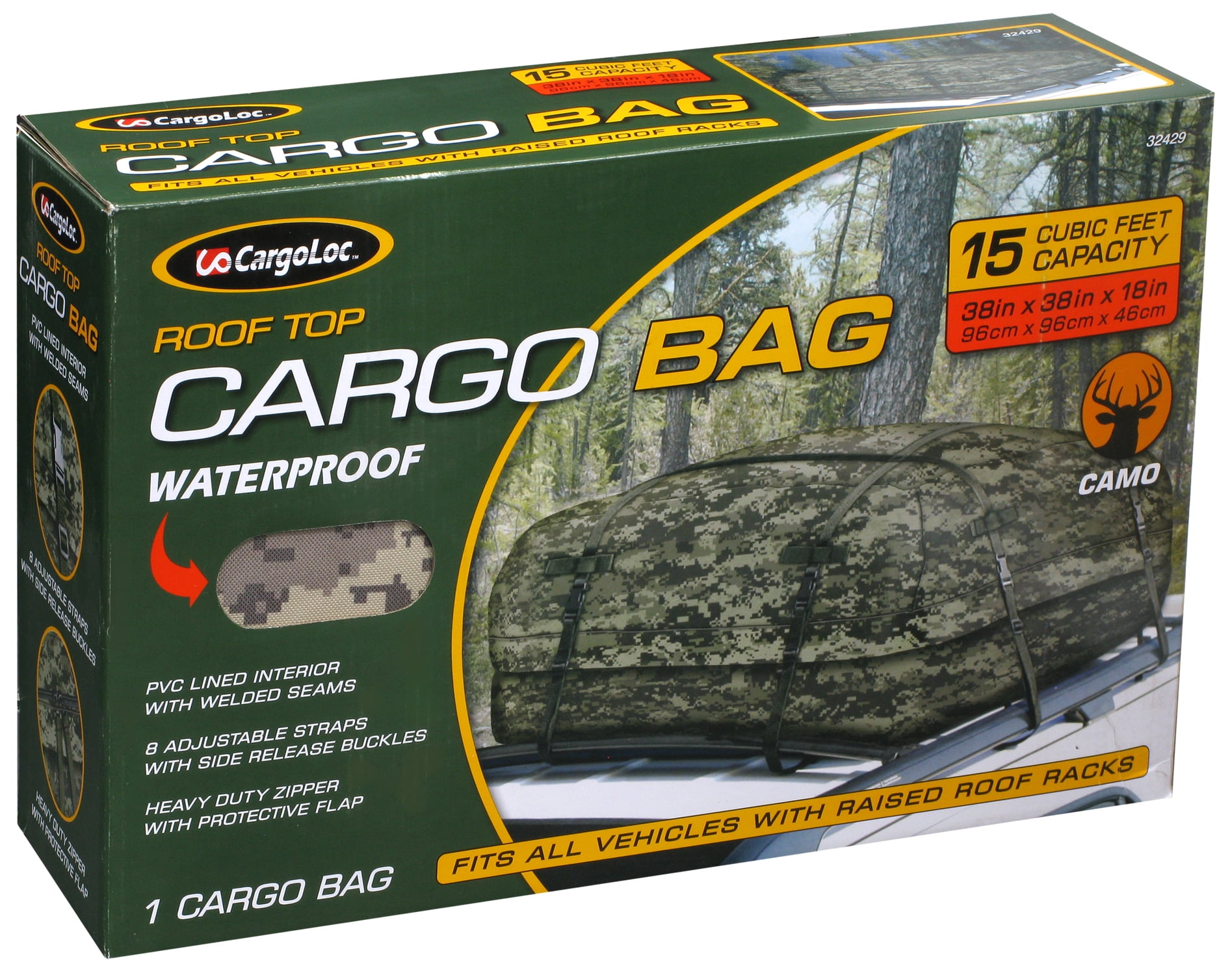 CargoLoc 15 ft Rooftop Cargo Bag, Digi-Camo, Exterior Automotive ...