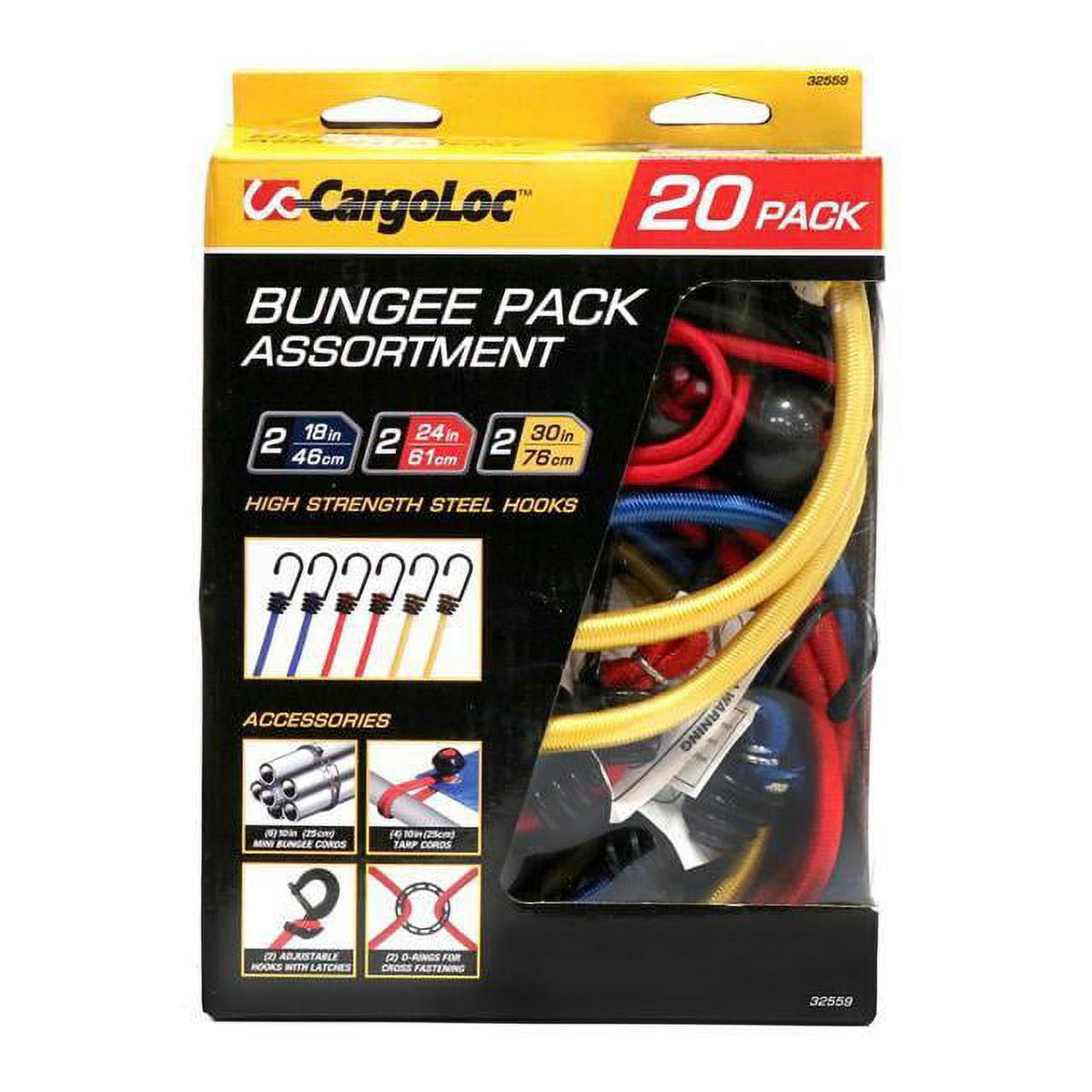 CargoLoc Bungee Cords - High Tensile Steel Hooks 32559 20 Pc ...