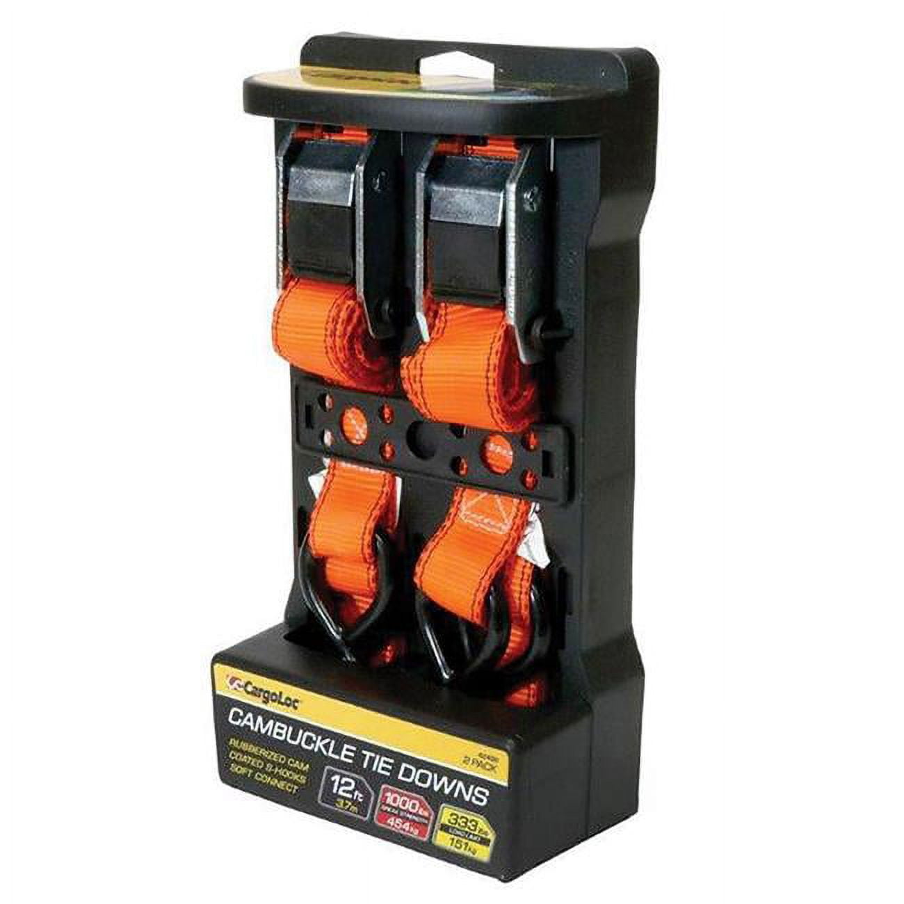 Cargoloc 42468 12 ft. x 1 in. Premium Cam Buckle Tie Downs, Orange - 2 ...