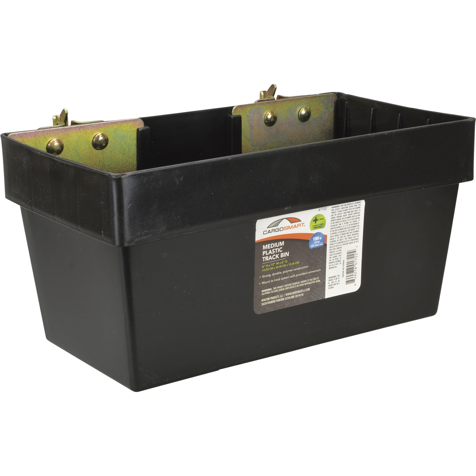 CargoSmart Medium Plastic Storage Bin, 12in.W x 6in.D x 6in.H, For E ...