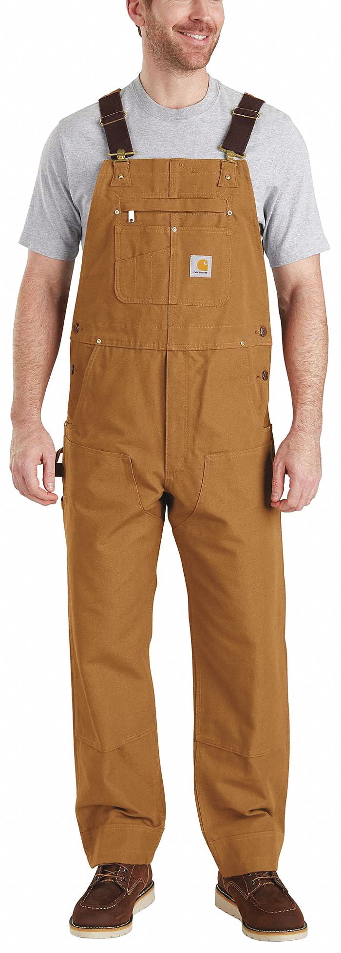Carhartt Men's Duck Bib Work Overalls Brown 32W x 28L US - Walmart.com