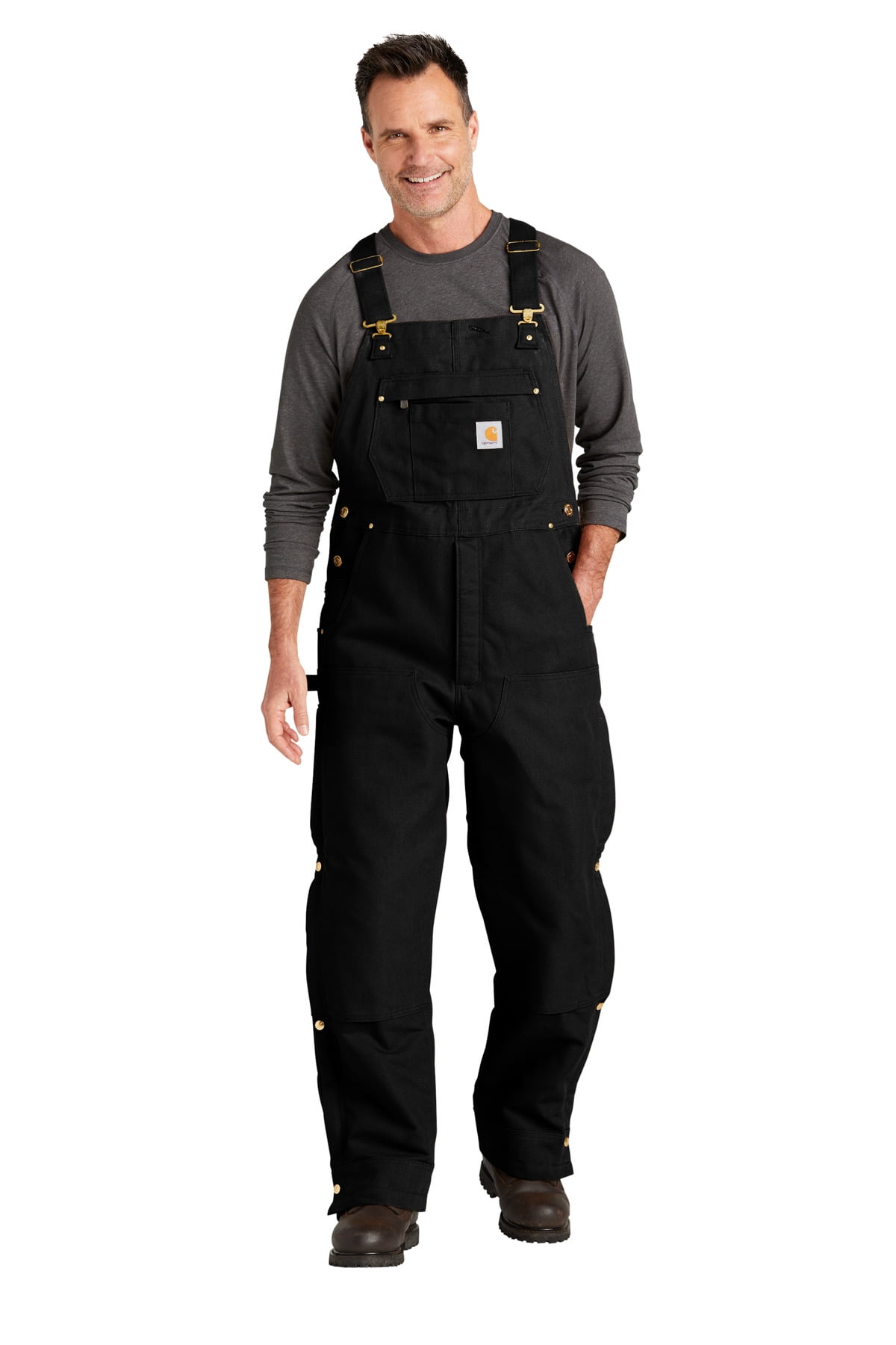 Carhartt Men's Firm Duck Insulated Bib Work Overalls Black 2XLS US ...