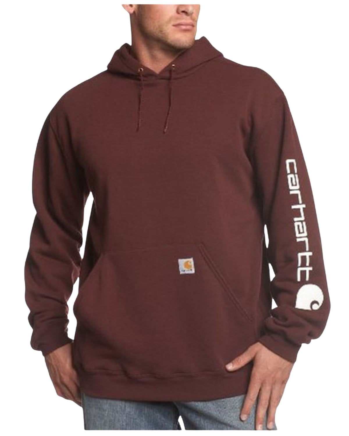 Carhartt Men's Loose Fit Midweight Logo Sleeve Graphic Hooded Sweatshirt Big And Wine Large Tall ...
