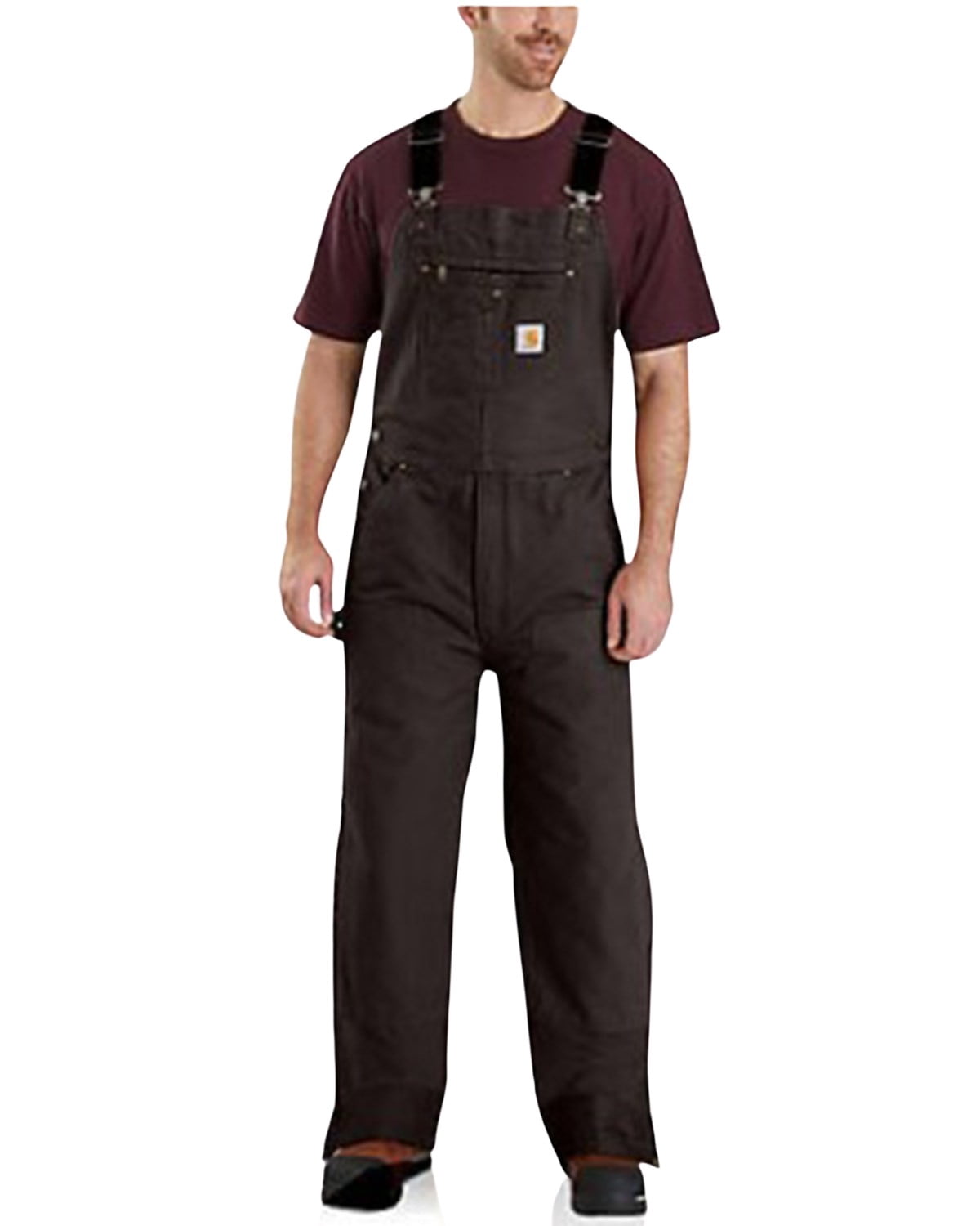 Carhartt Men's Quilt Lined Washed Bib Work Overalls Tall Dark Brown M ...