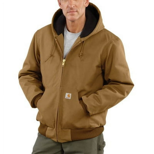 Carhartt Men's Insulated Hood Coat, Quilted Flannel Lined Duck Active Work Jacket - Walmart.com