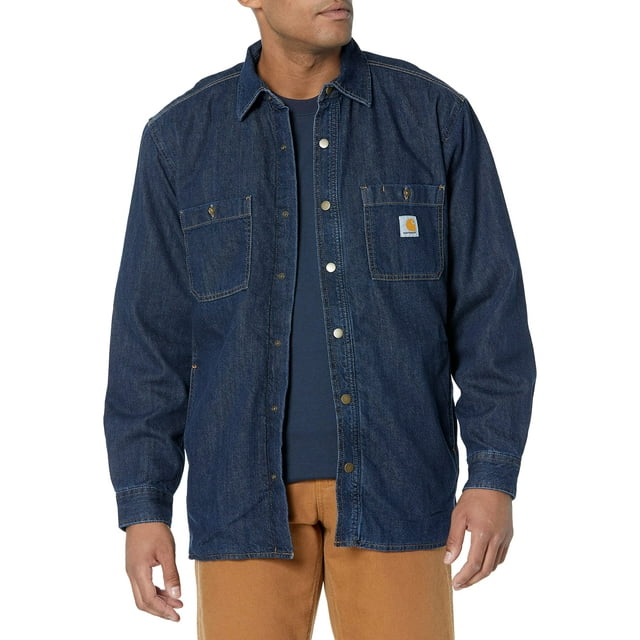 Carhartt Relaxed Fit Denim Fleece Lined Snap-Front Shirt Jac 105605 H84 ...