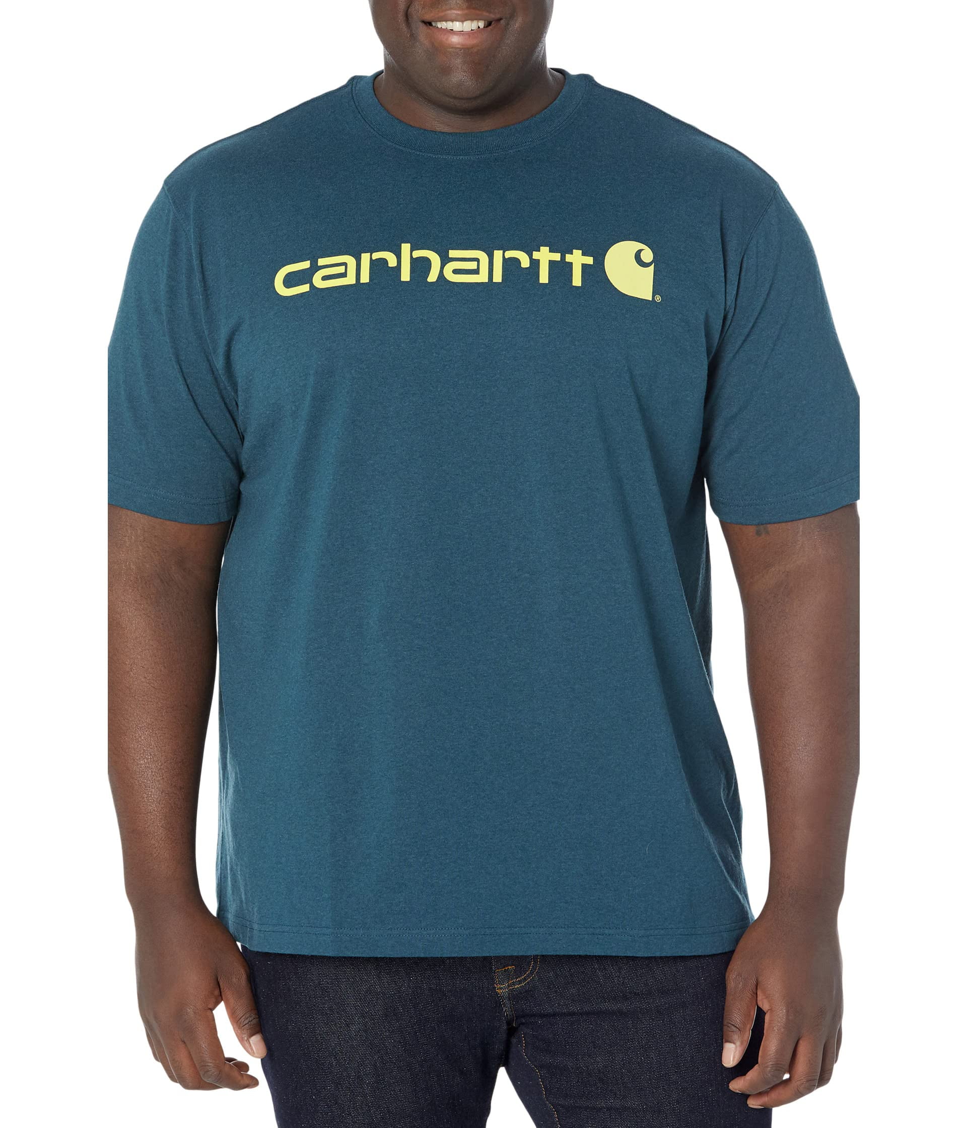 Carhartt Signature Logo S/FS T-Shirt (Mens, Night Blue Heather, LG (Reg ...