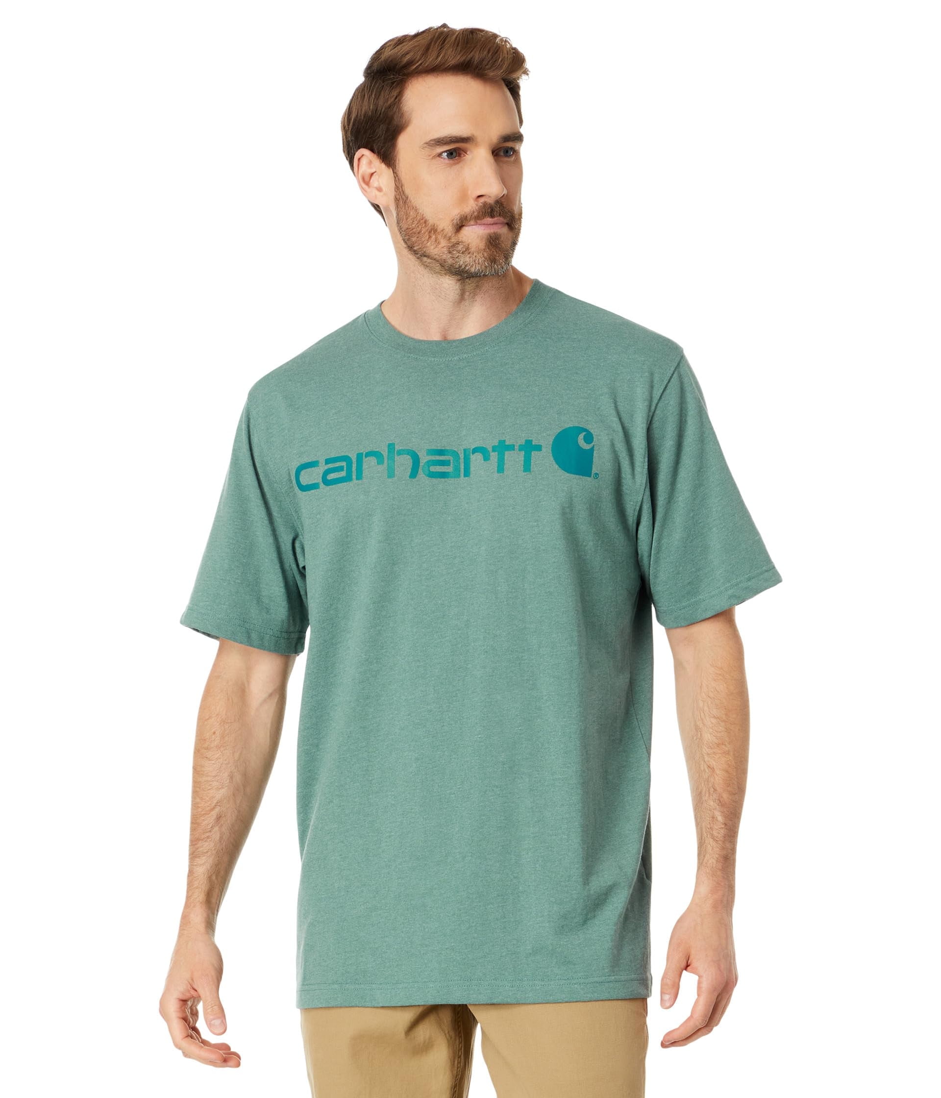 Carhartt Signature Logo S/FS T-Shirt (Mens, Sea Pine Heather, XL (Reg ...