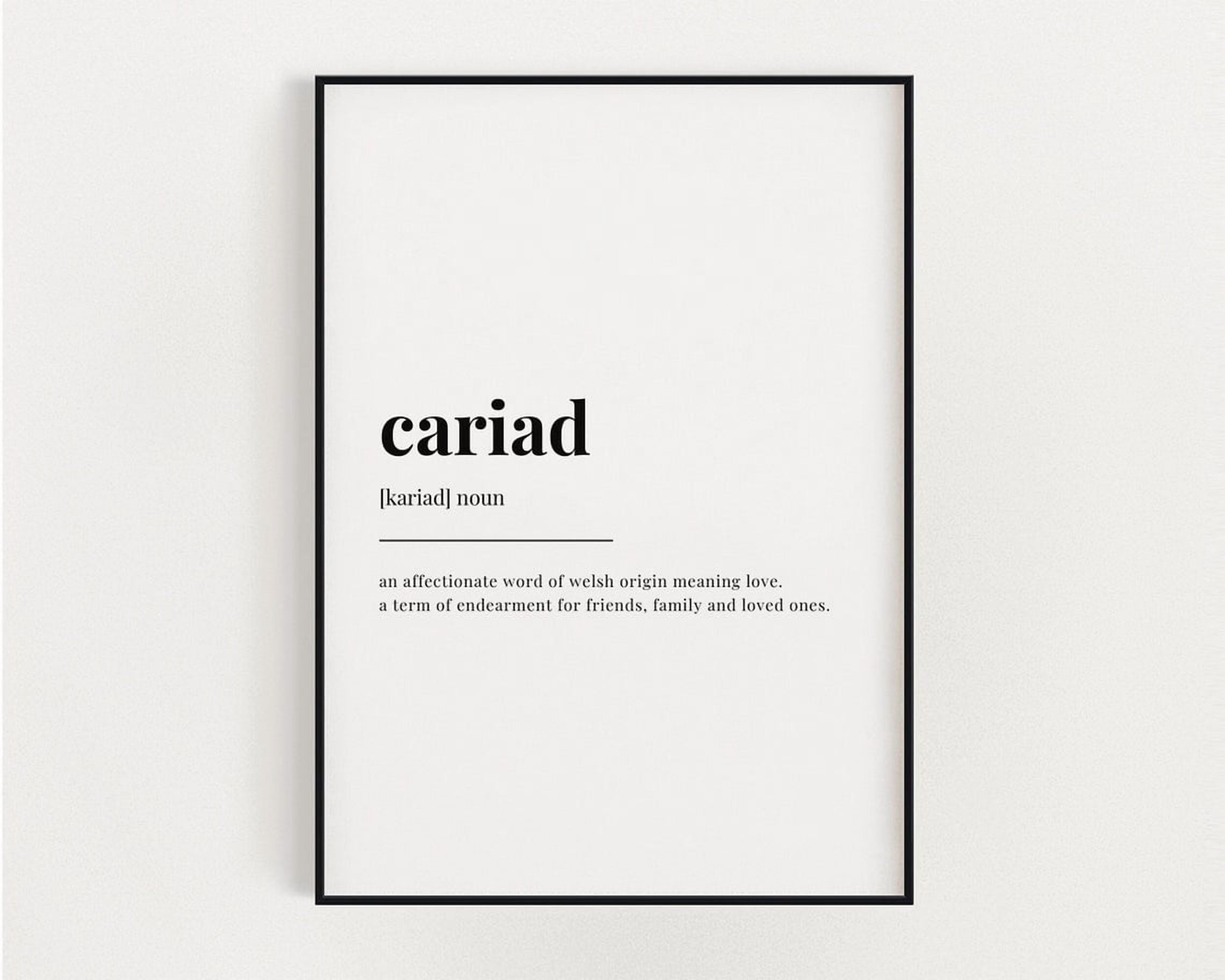Cariad Definition Print, Wall Art Print, Cariad Print, Definition Print ...