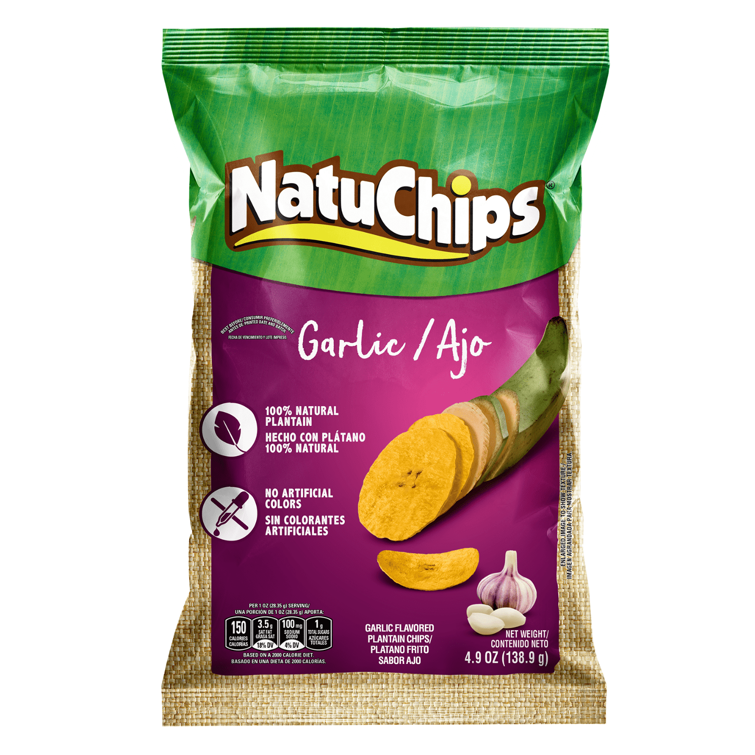 Natuchips Platano Ajo Garlic Flavored Snacks Chips Platanutres Large 4. ...