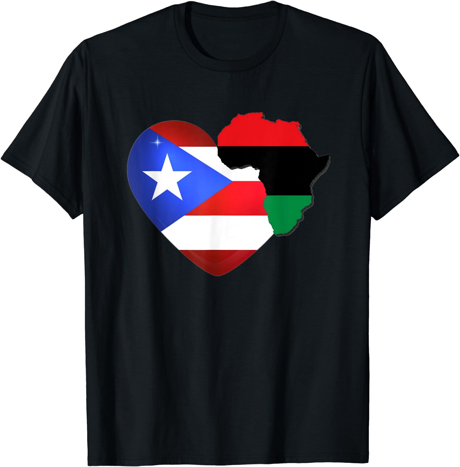 Caribbean Afro Latin Proud Puerto Rican African Flag T-Shirt - Walmart.com