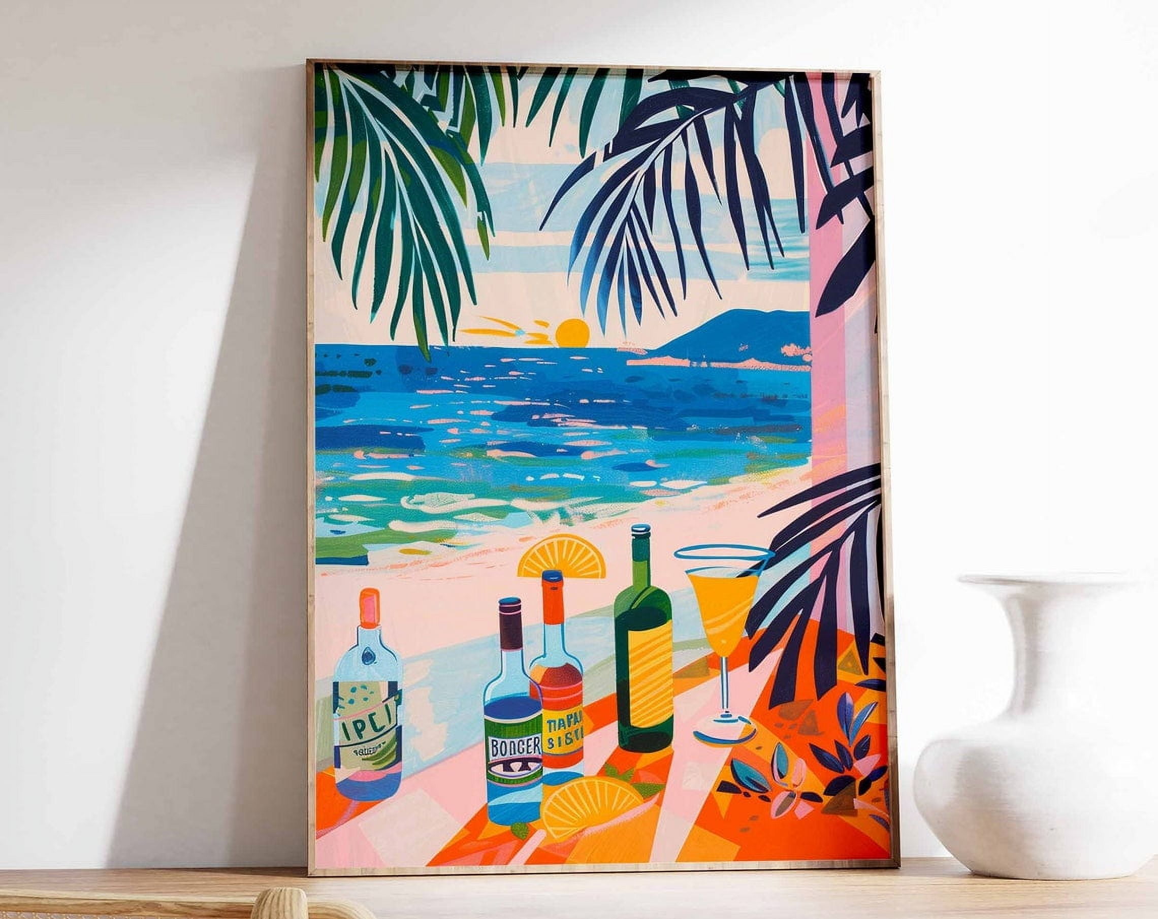 Caribbean Beach Bar Poster, Tropical Wall Art, Tropical Decor, Cocktail ...