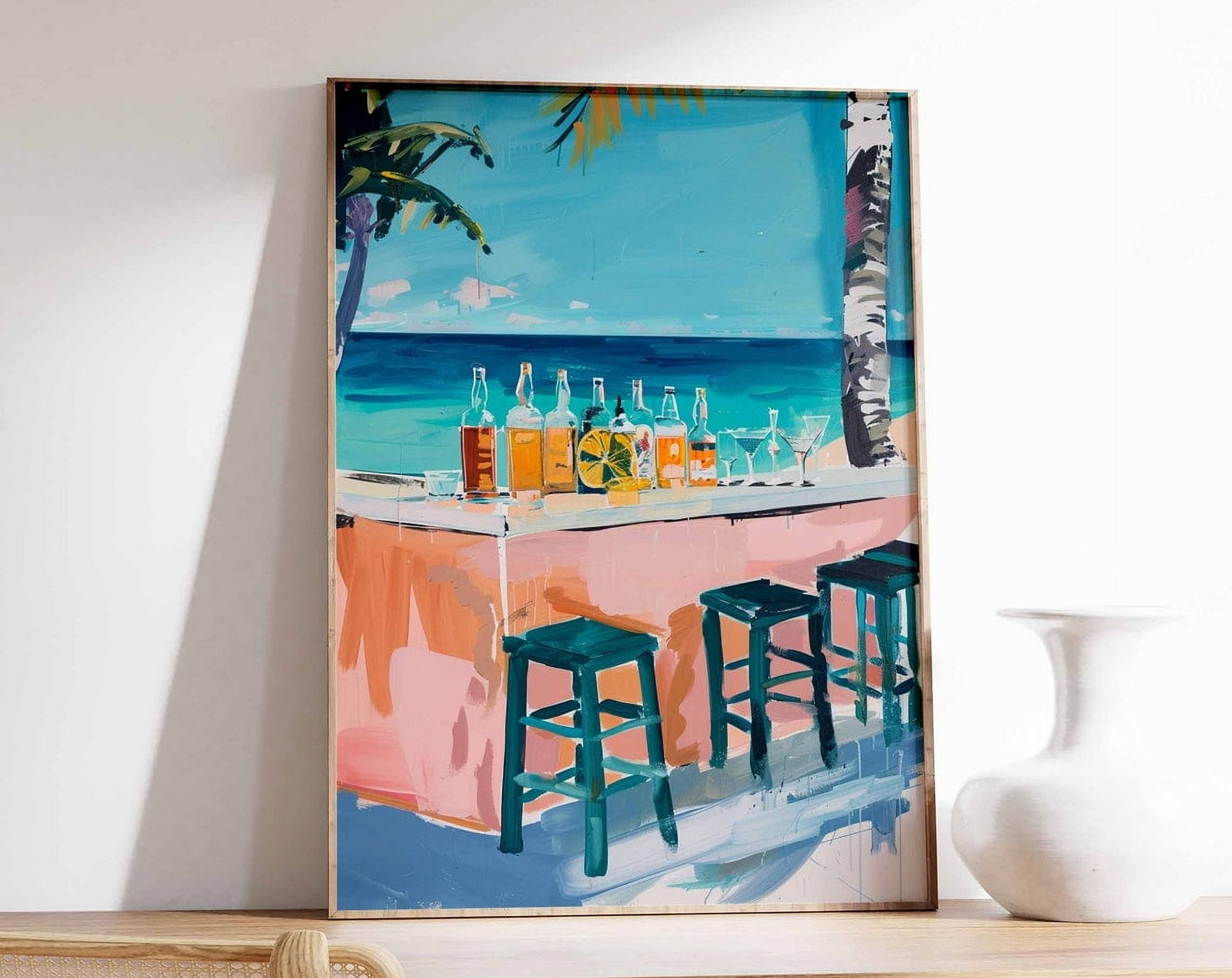 Caribbean Beach Bar Poster, Tropical Wall Art, Tropical Decor, Cocktail ...