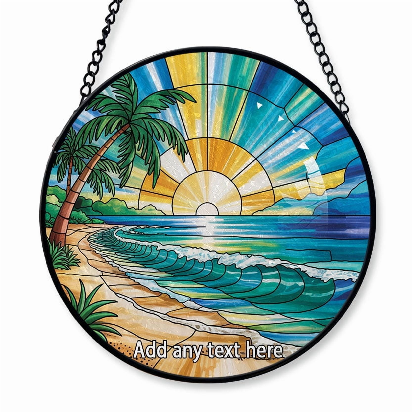 Caribbean Beach Stained Glass Suncatcher Window Hanging – Christmas ...