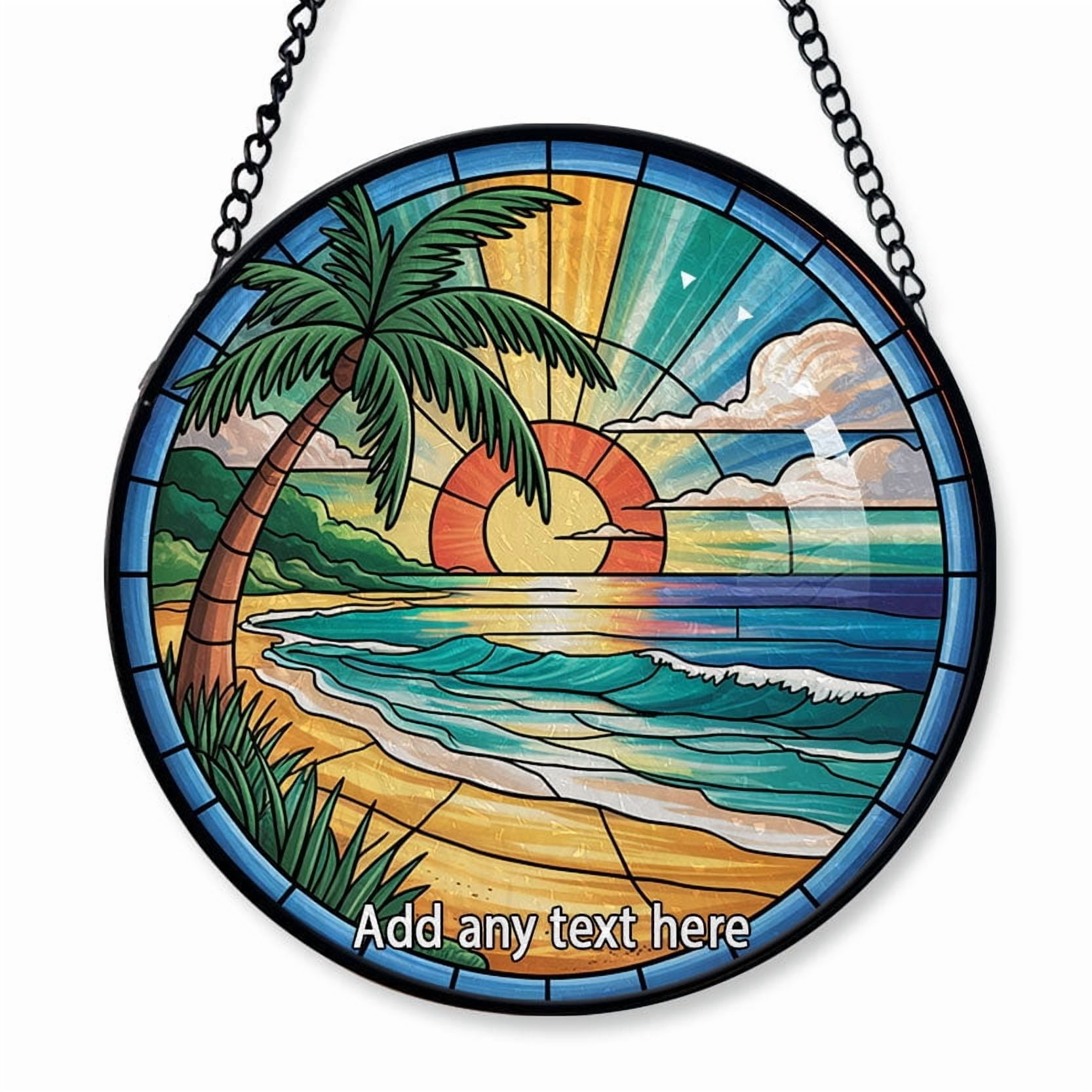 Caribbean Beach Stained Glass Suncatcher Window Hanging – Unique ...