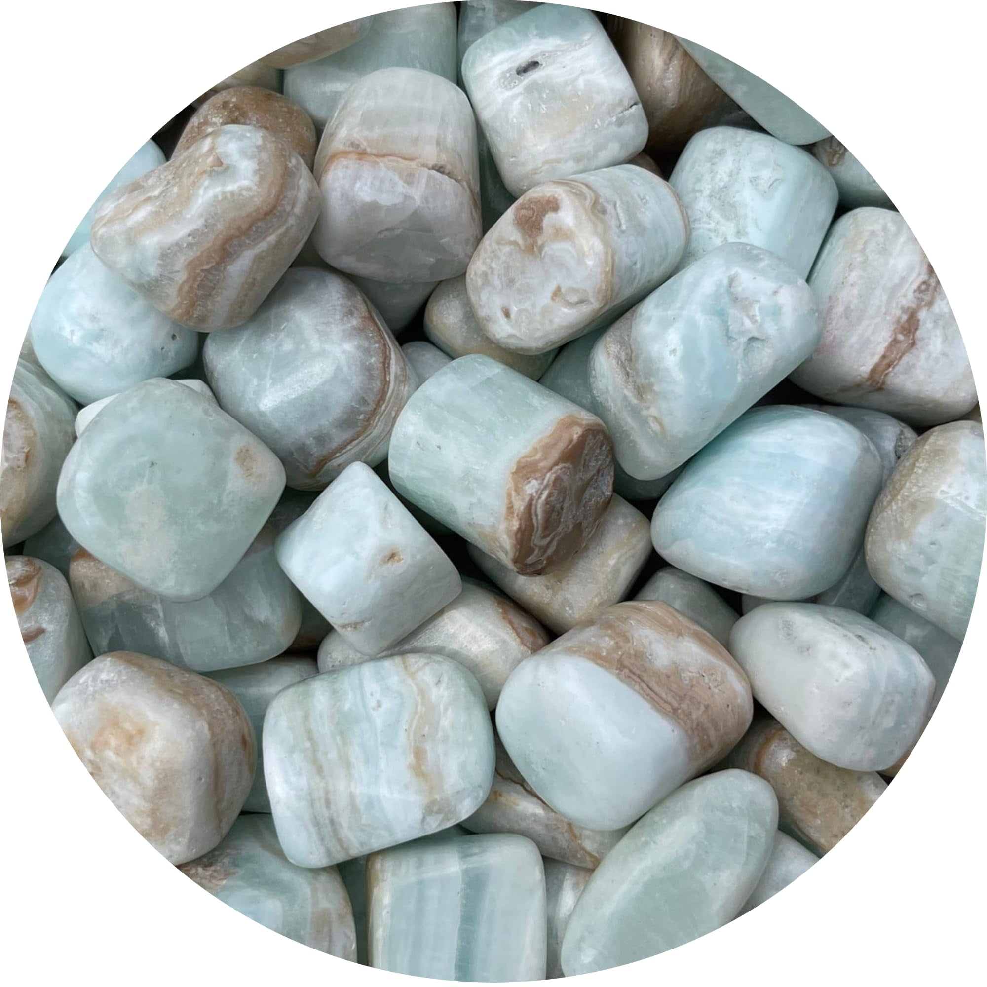 Caribbean Calcite Tumbled Stones, Polished Natural Caribbean Calcite ...