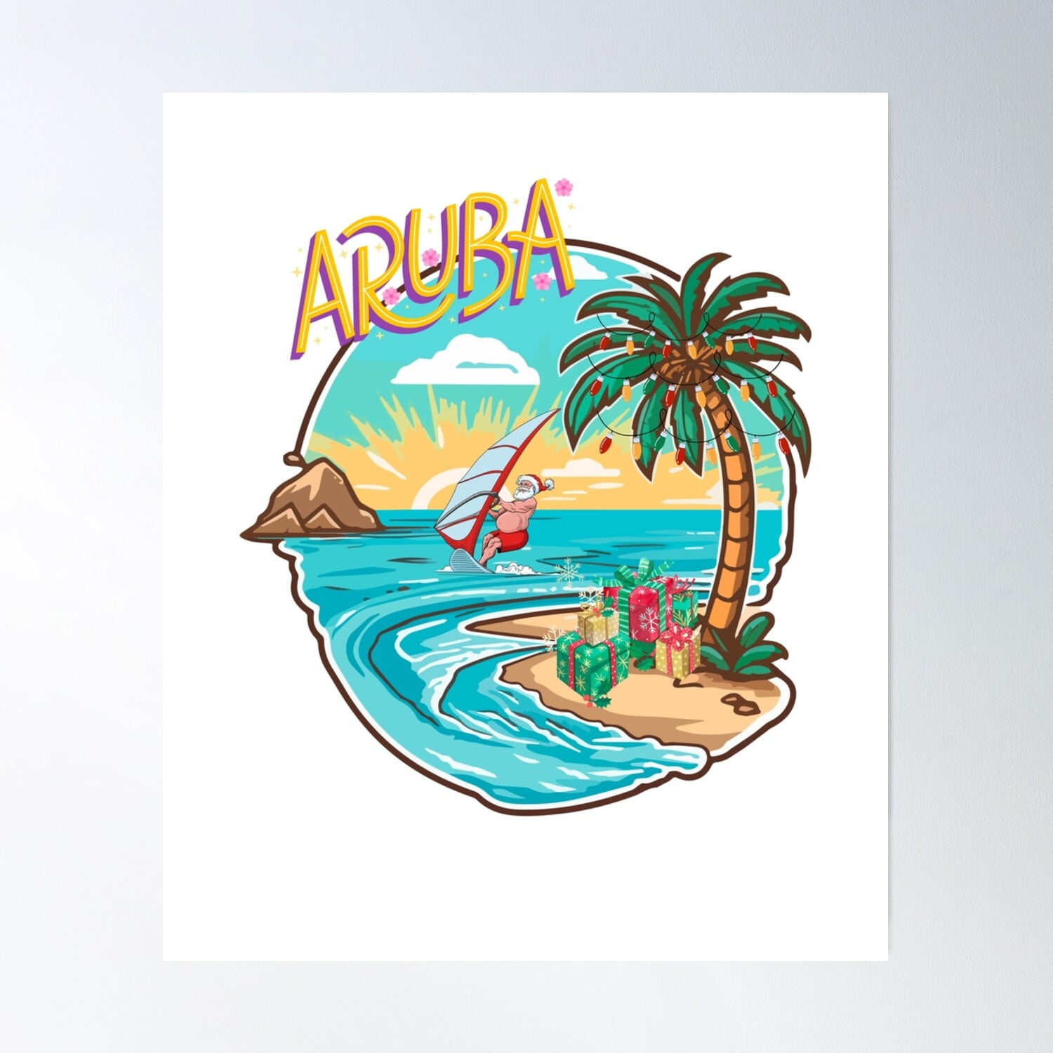 Caribbean Christmas - Aruba Poster Wall Art, Modern Wall Decor, 12x18 ...