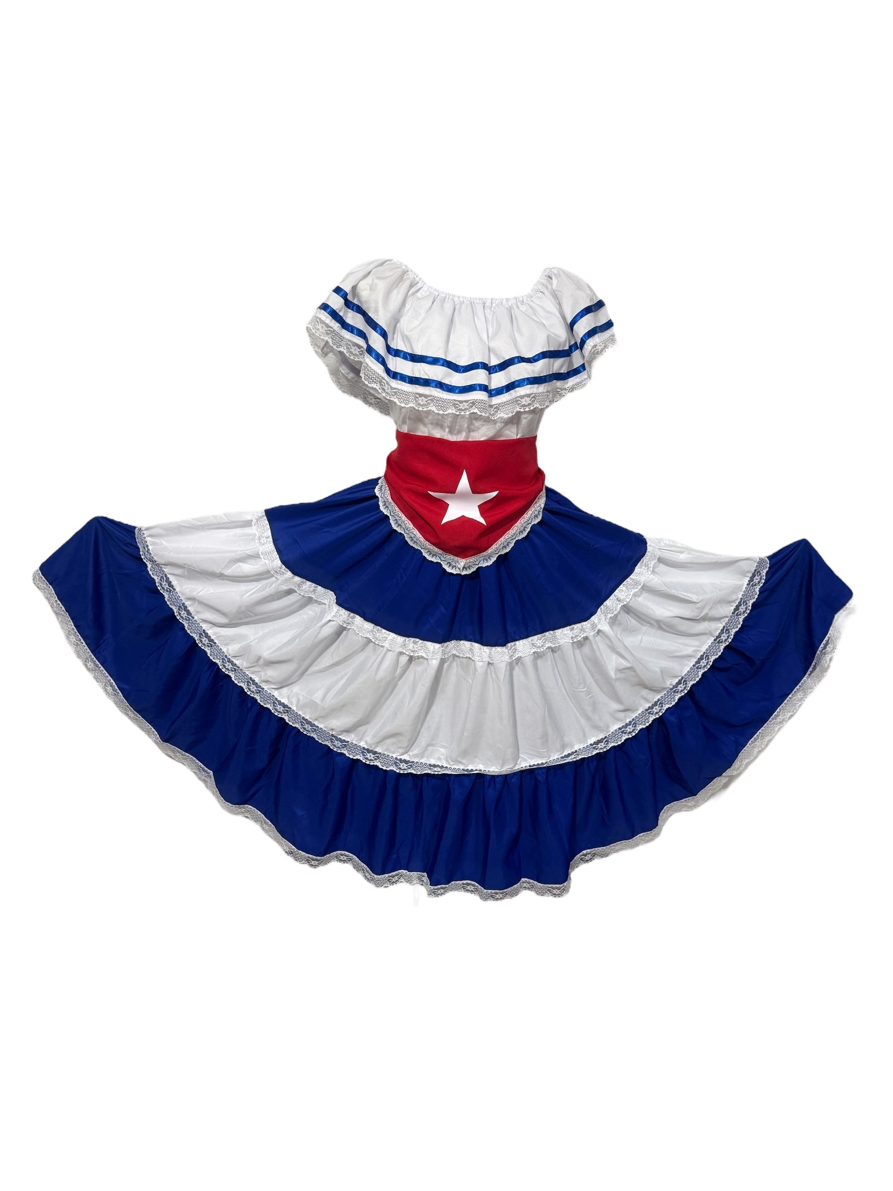 Caribbean Havana Fiesta Women Dress - Traditional Attire with Red Star ...