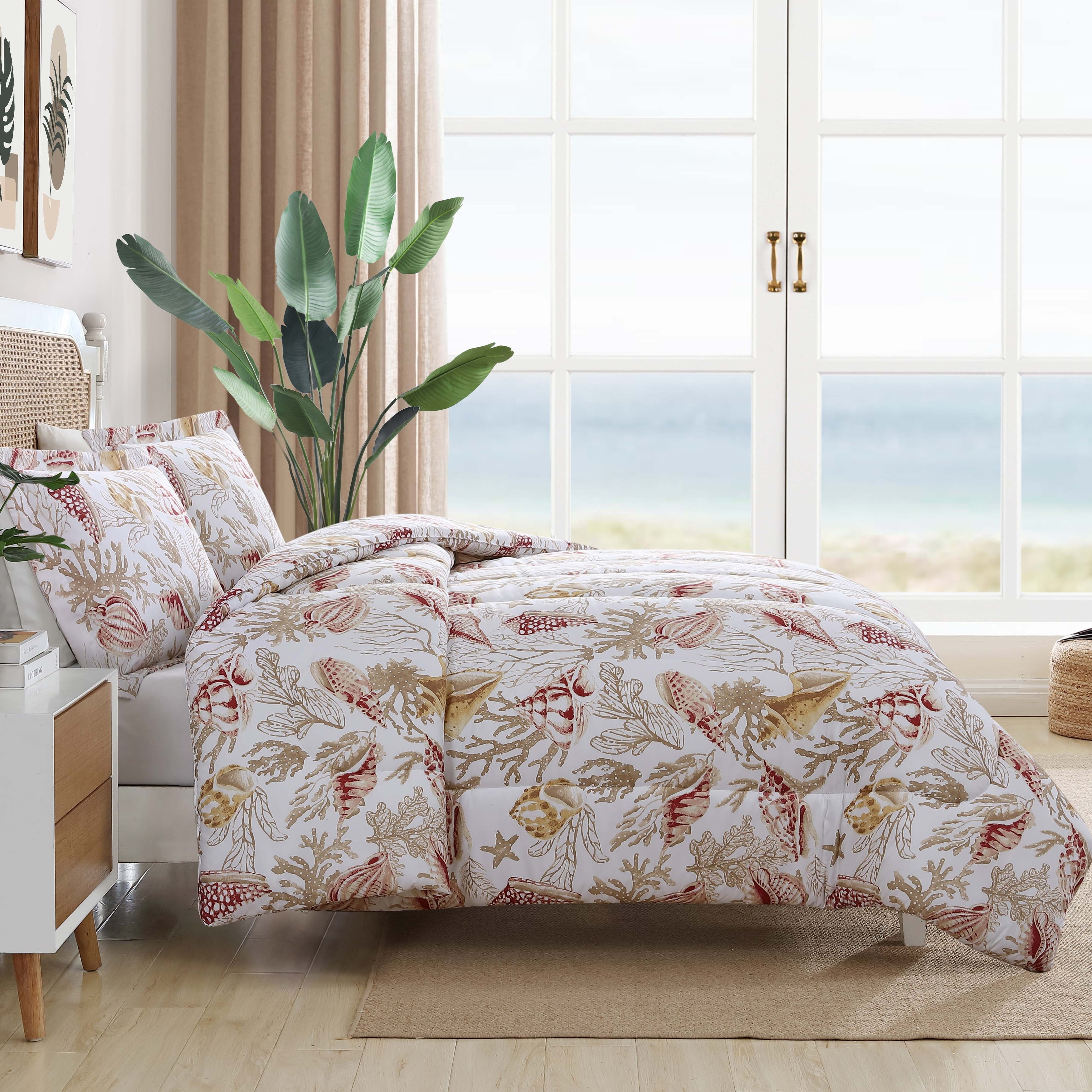 Caribbean Joe 3PC Comforter Set Full - Queen - Shells at Sunrise ...