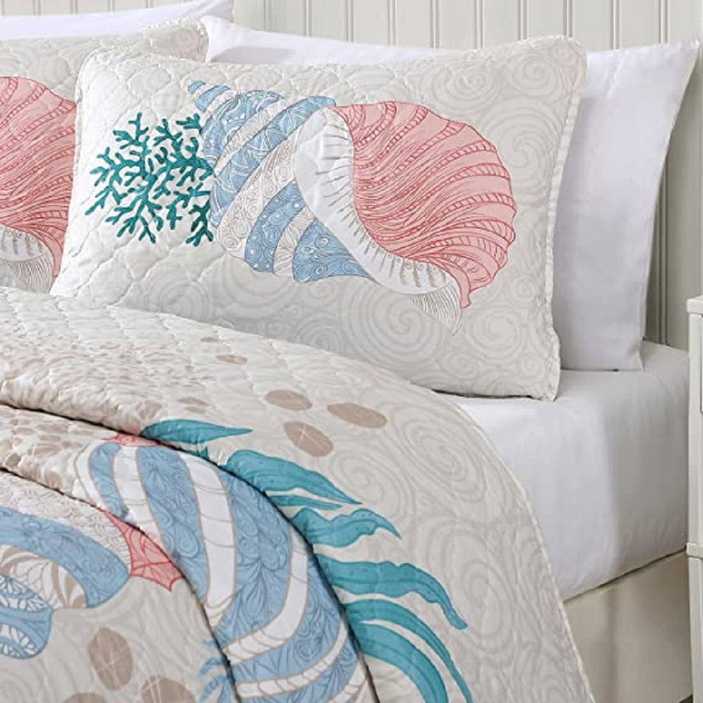 Caribbean Joe Coastal 3PC Quilt Set Sea Breeze Seaweed - King - Walmart.com