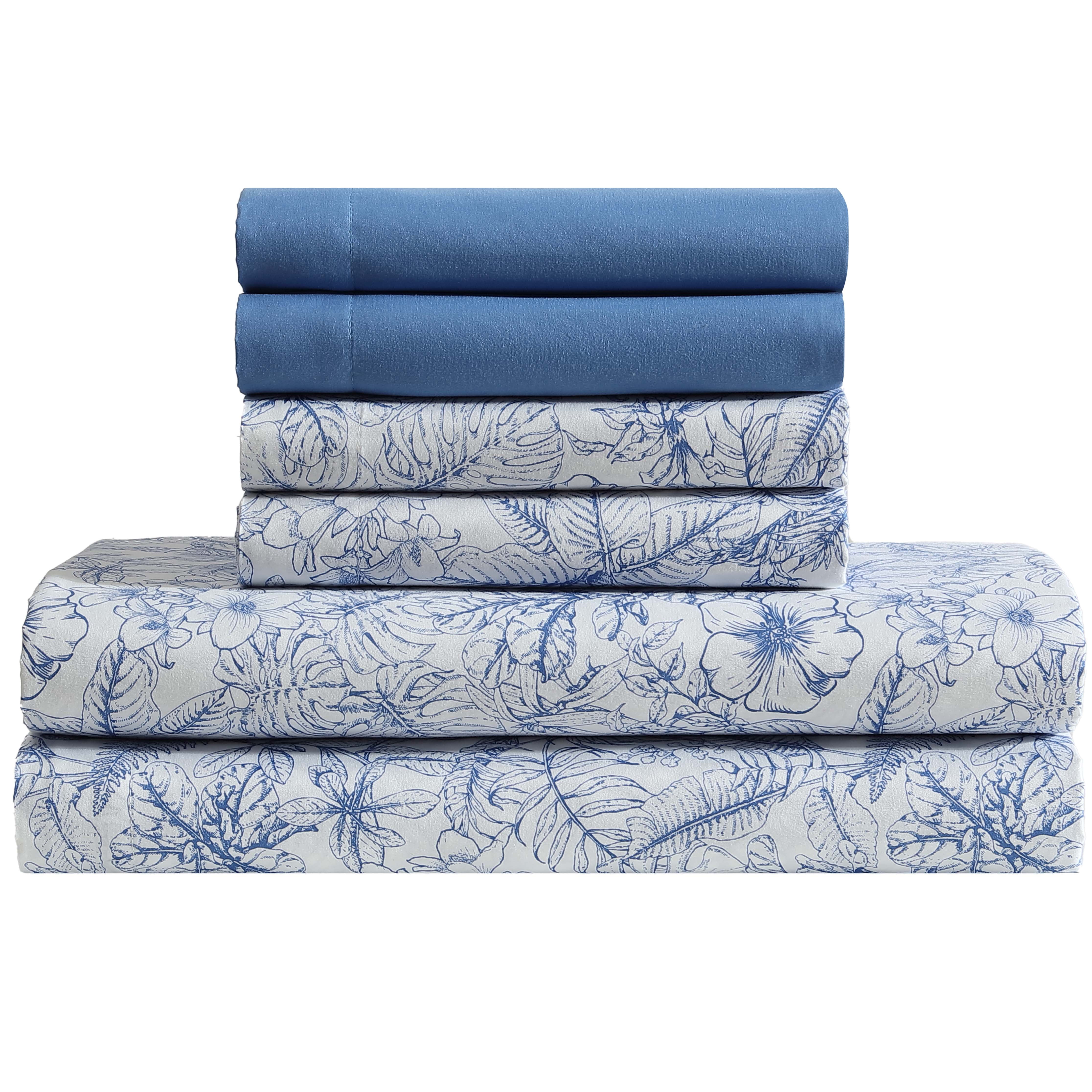Caribbean Joe, Cooling 6PC Sheet Set, King, Tropical Toile Blue ...