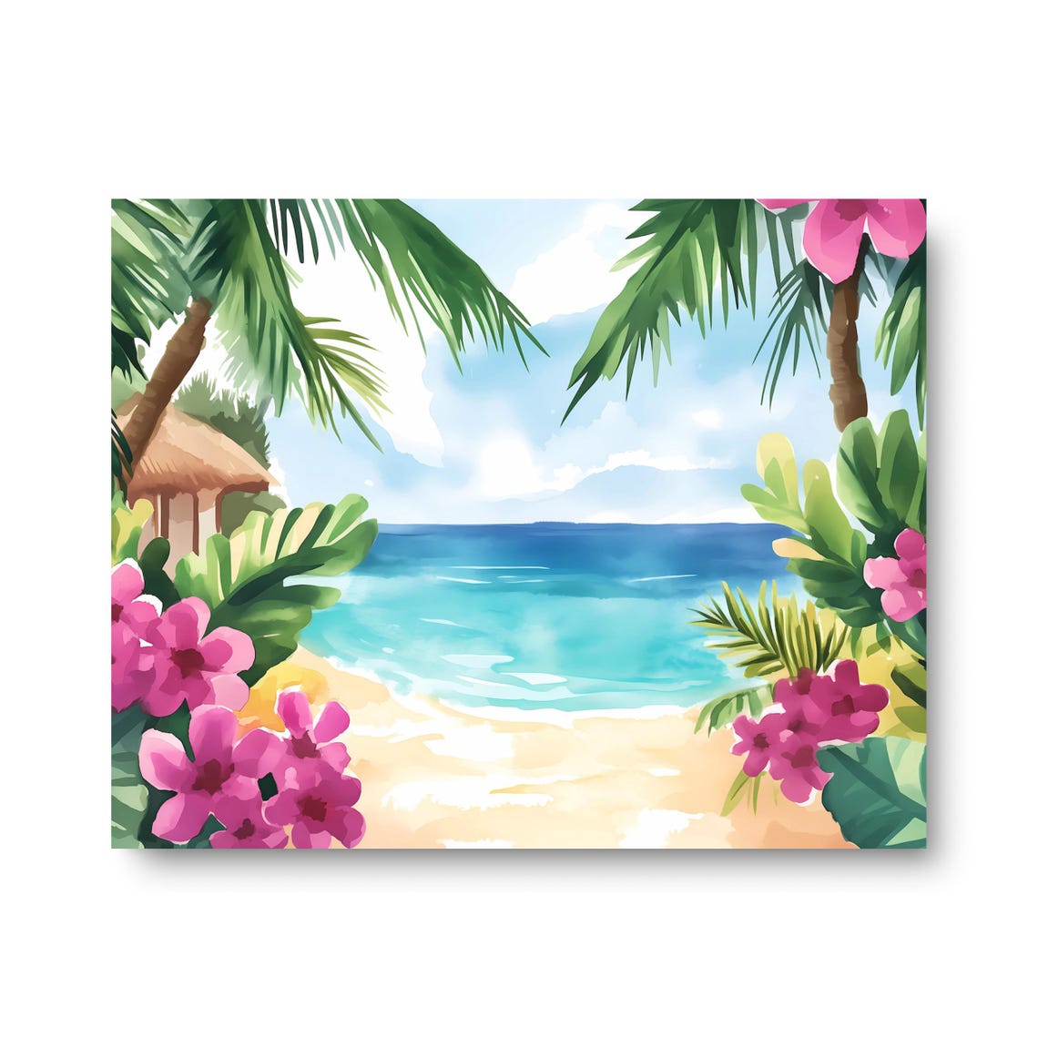 Caribbean Landscape Print, Tropical Island Home Decor, Coastal Beach ...