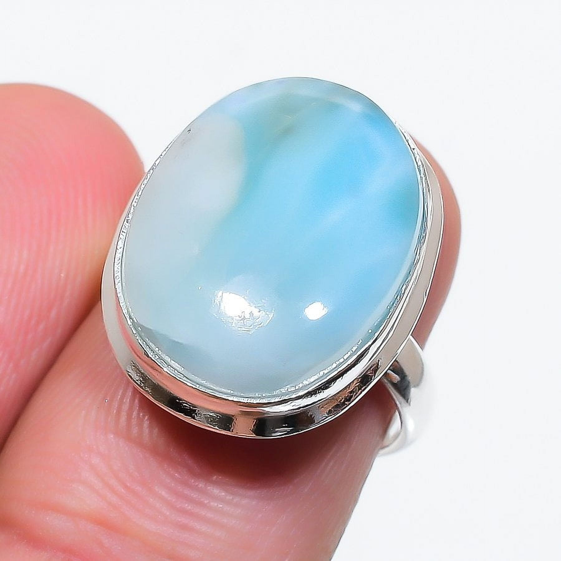Caribbean Larimar Gemstone 925 Sterling Silver Jewelry Ring Size 6.5 ...