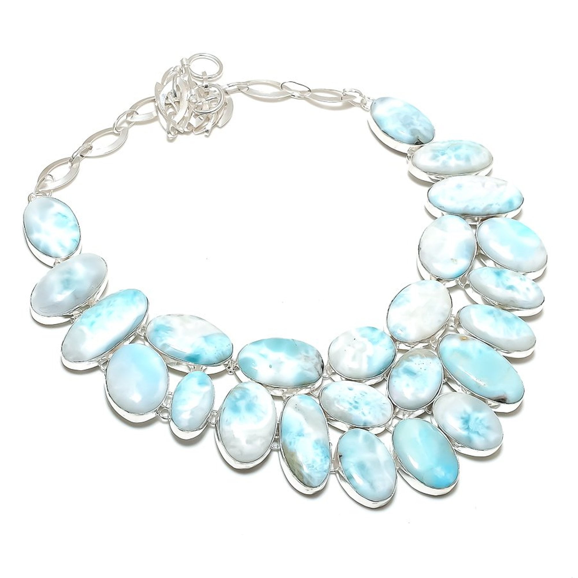 Caribbean Larimar Gemstone Necklace Adjustable Chain Women's Jewelry 18 ...