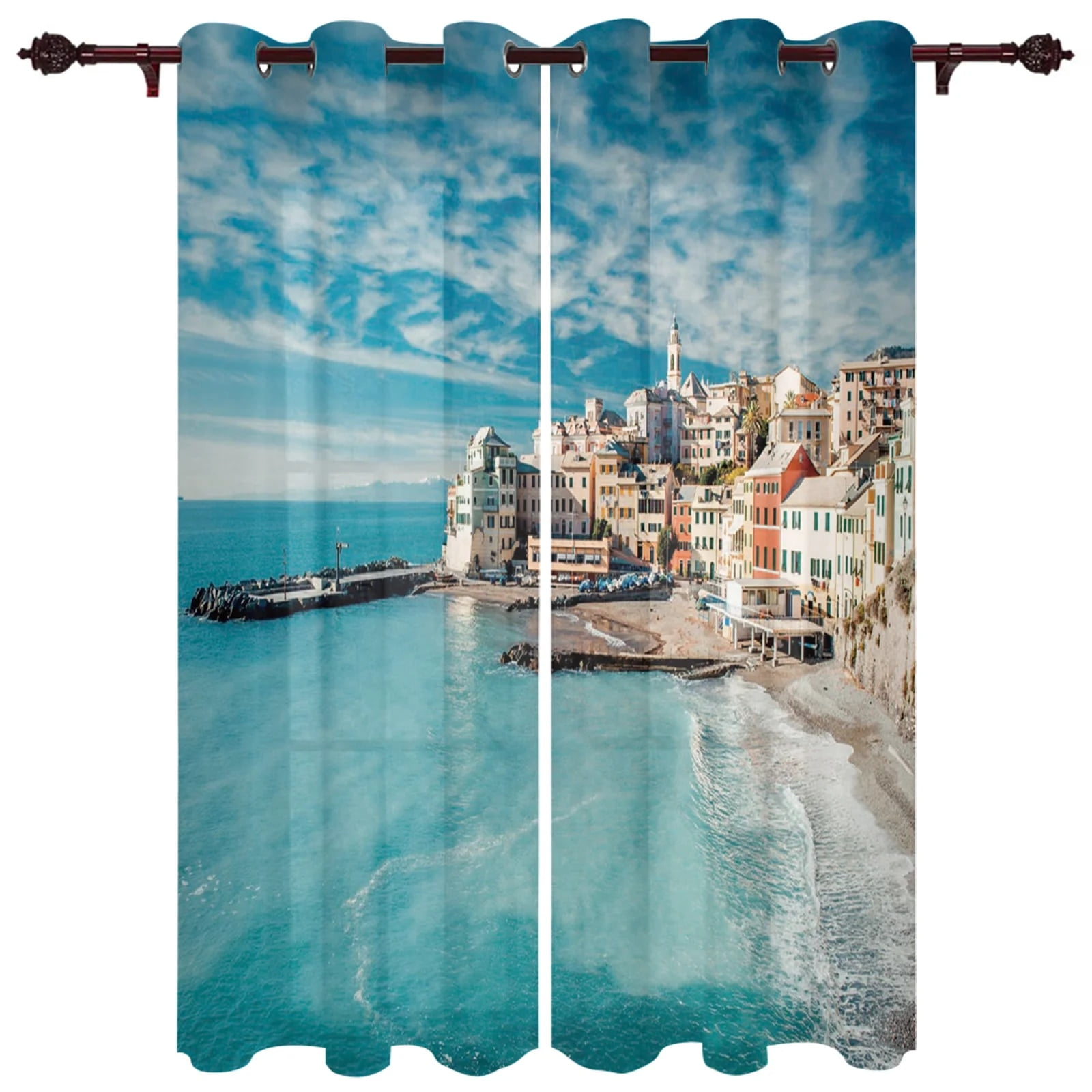 Caribbean Ocean Scenery Window Curtains Scenic Curtains for Living Room ...
