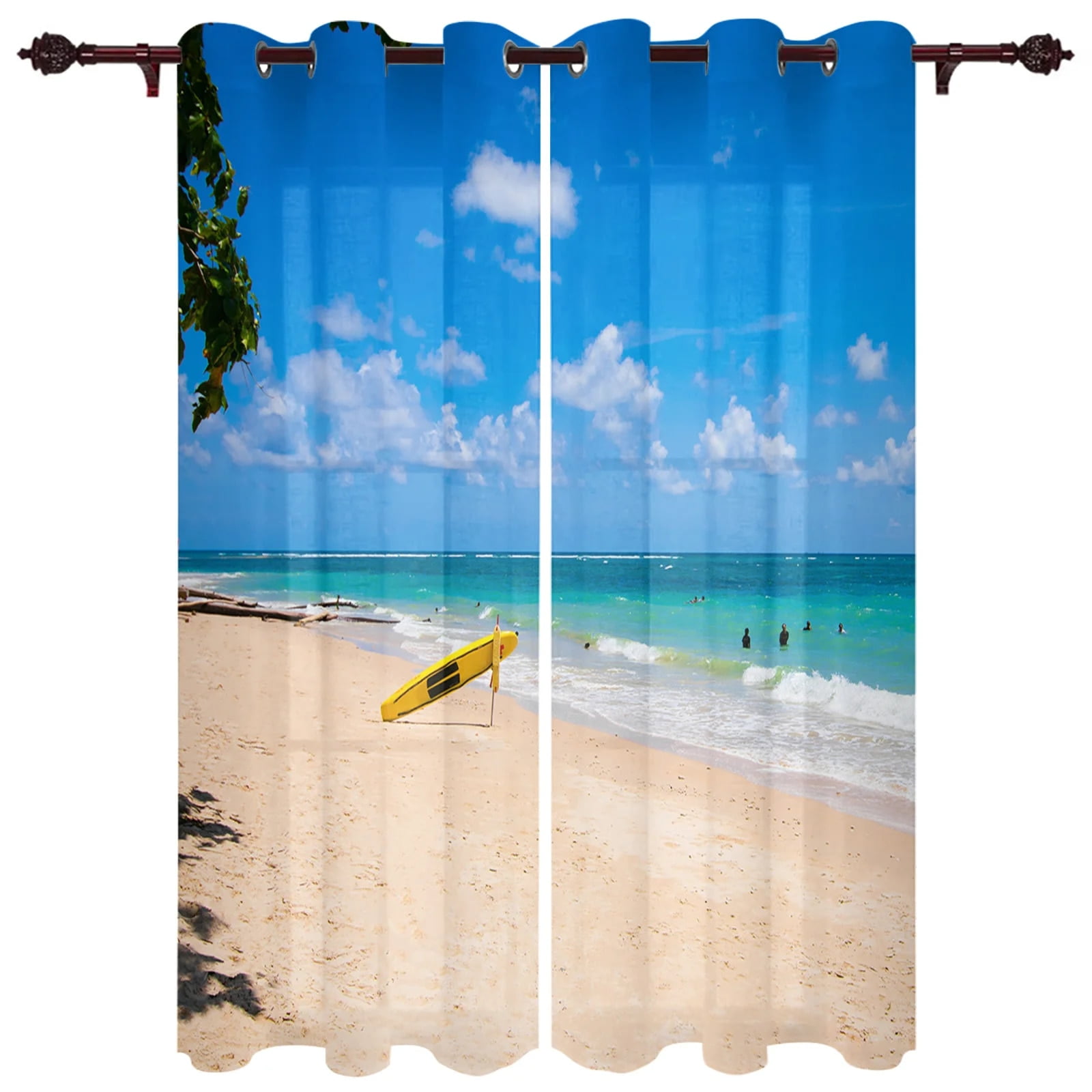 Caribbean Ocean Scenery Window Curtains Scenic Curtains for Living Room ...