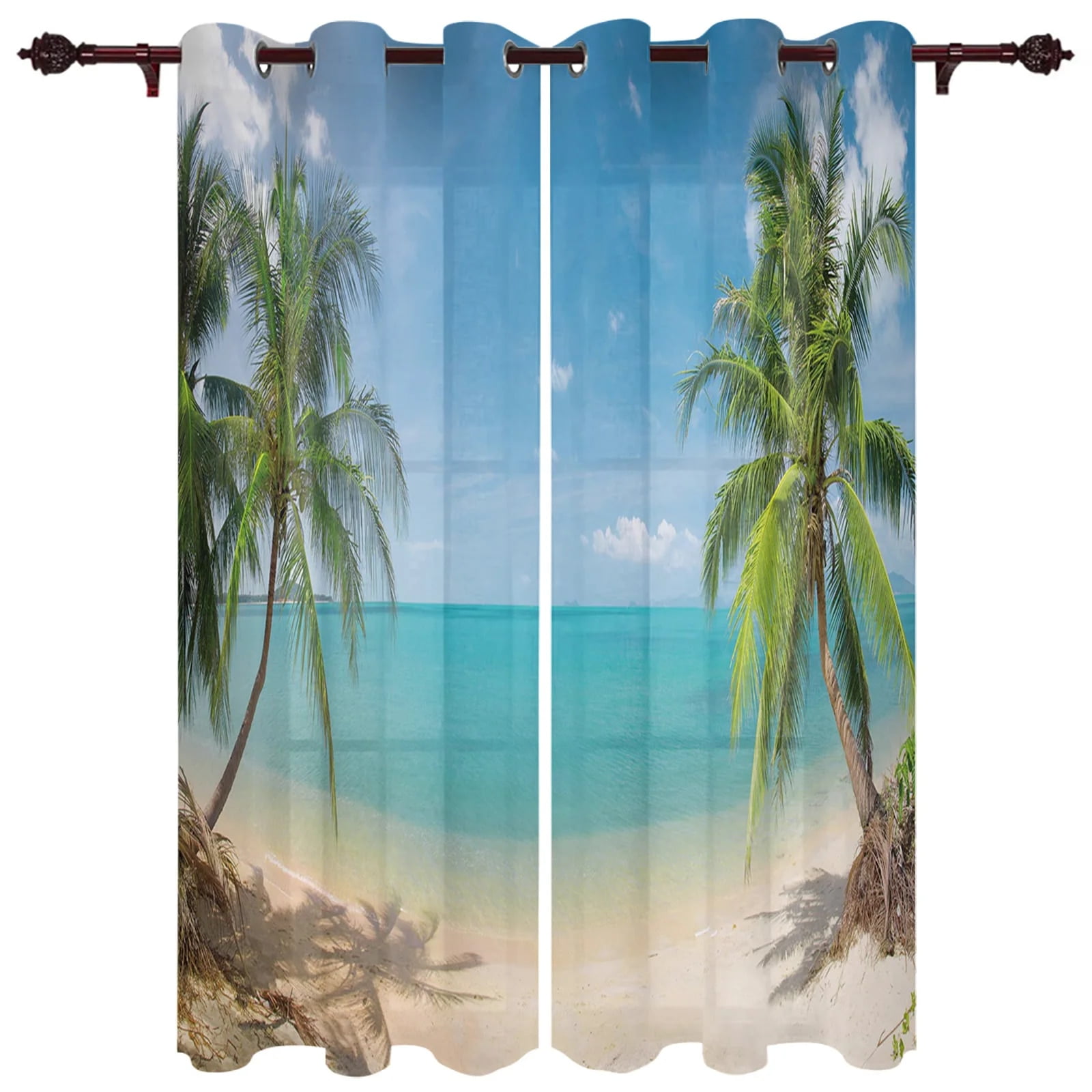 Caribbean Ocean Scenery Window Curtains Scenic Curtains for Living Room ...