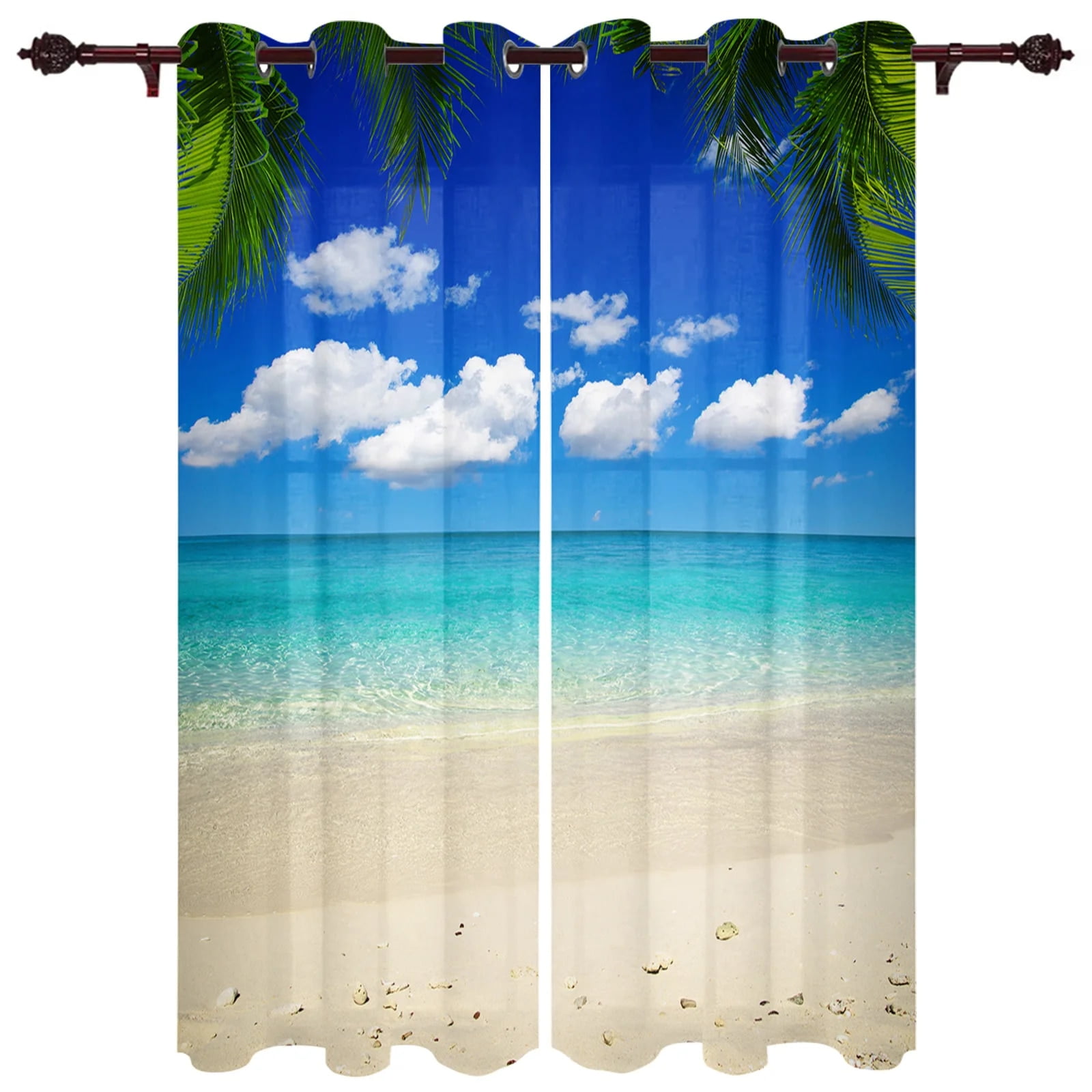 Caribbean Ocean Scenery Window Curtains Scenic Curtains for Living Room ...