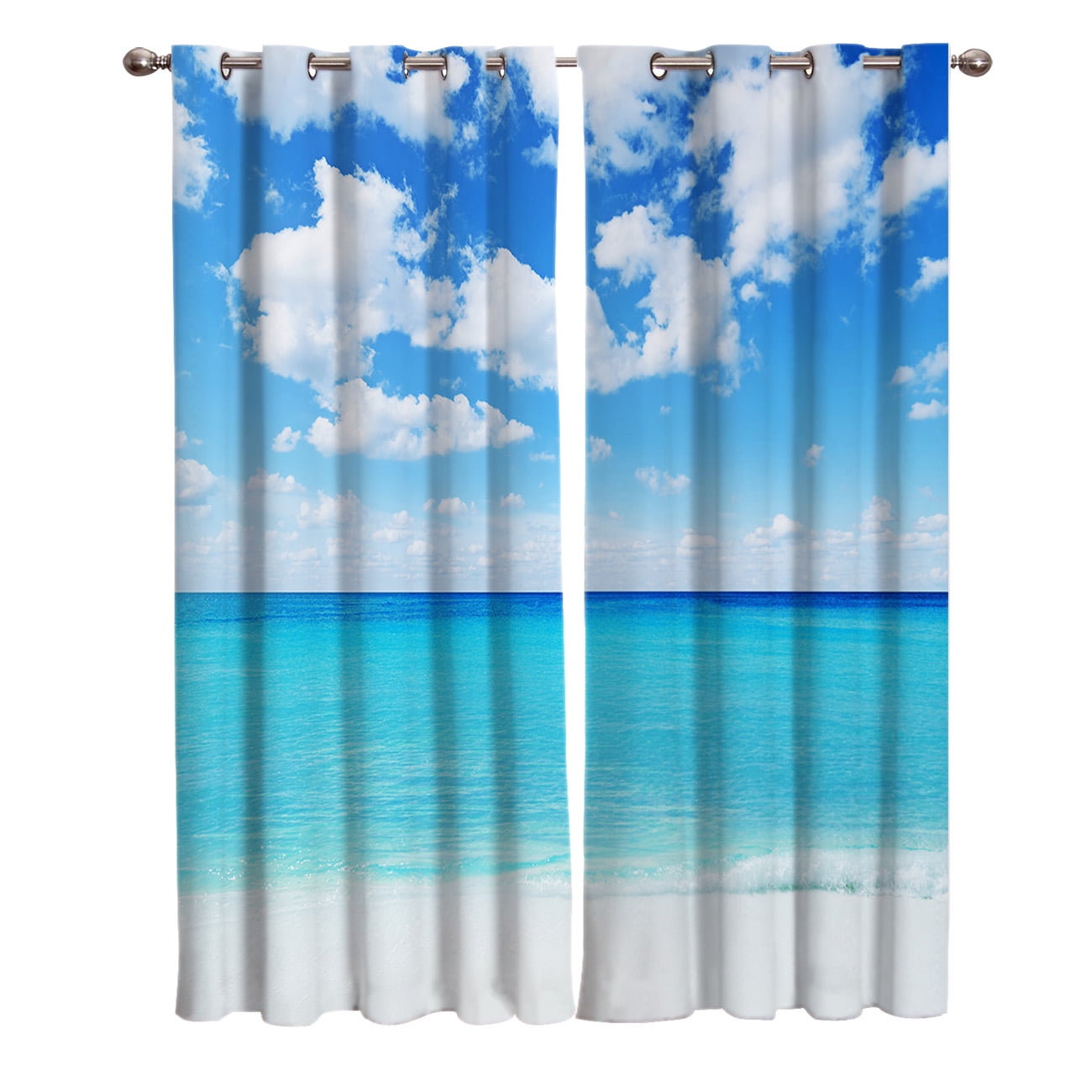 Caribbean Ocean Scenery Window Curtains Scenic Curtains for Living Room ...