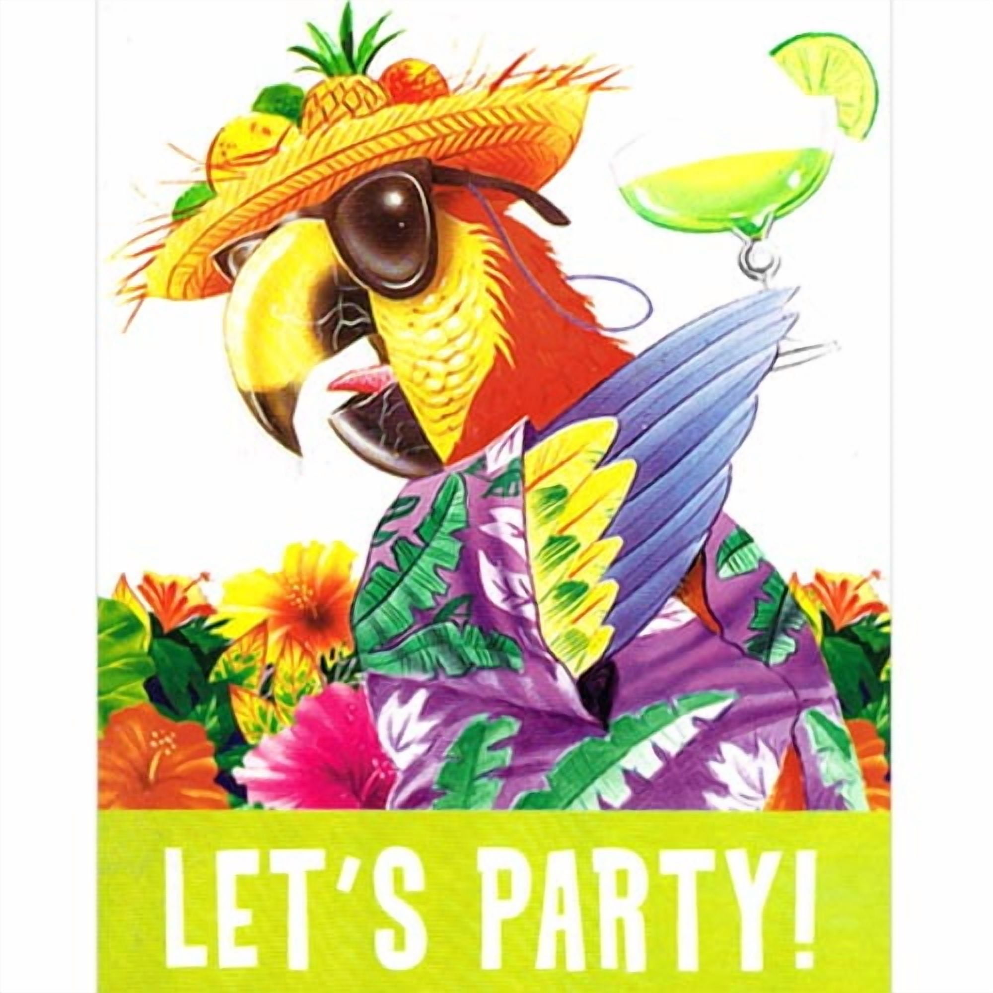 Caribbean Parrot Party Invitations w/ Envelopes (8ct) - Walmart.com