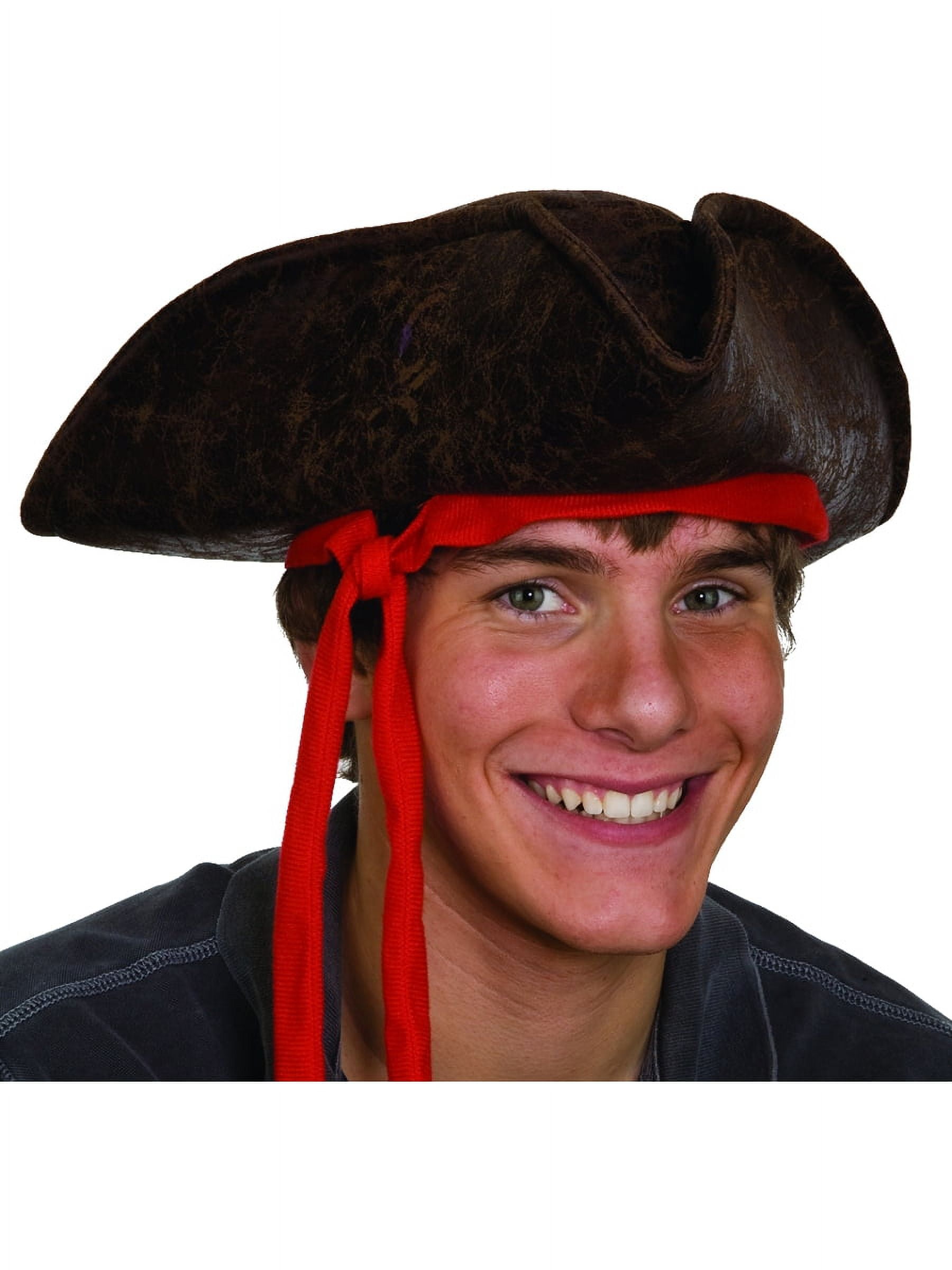 Caribbean Pirate Hat With Red Ribbon Costume Accessory - Walmart.com