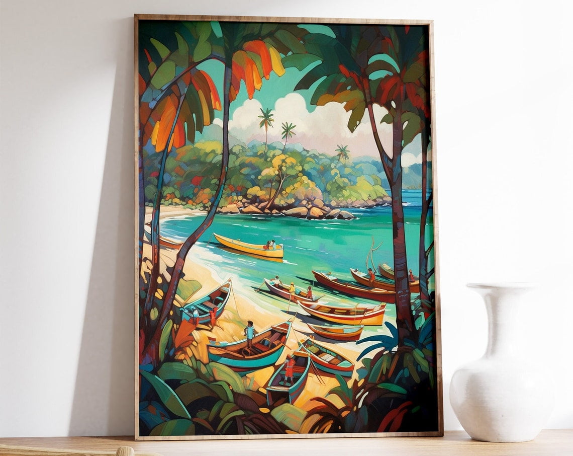 Caribbean Poster, Caribbean Wall Art, Tropical Decor, Scenery Poster ...