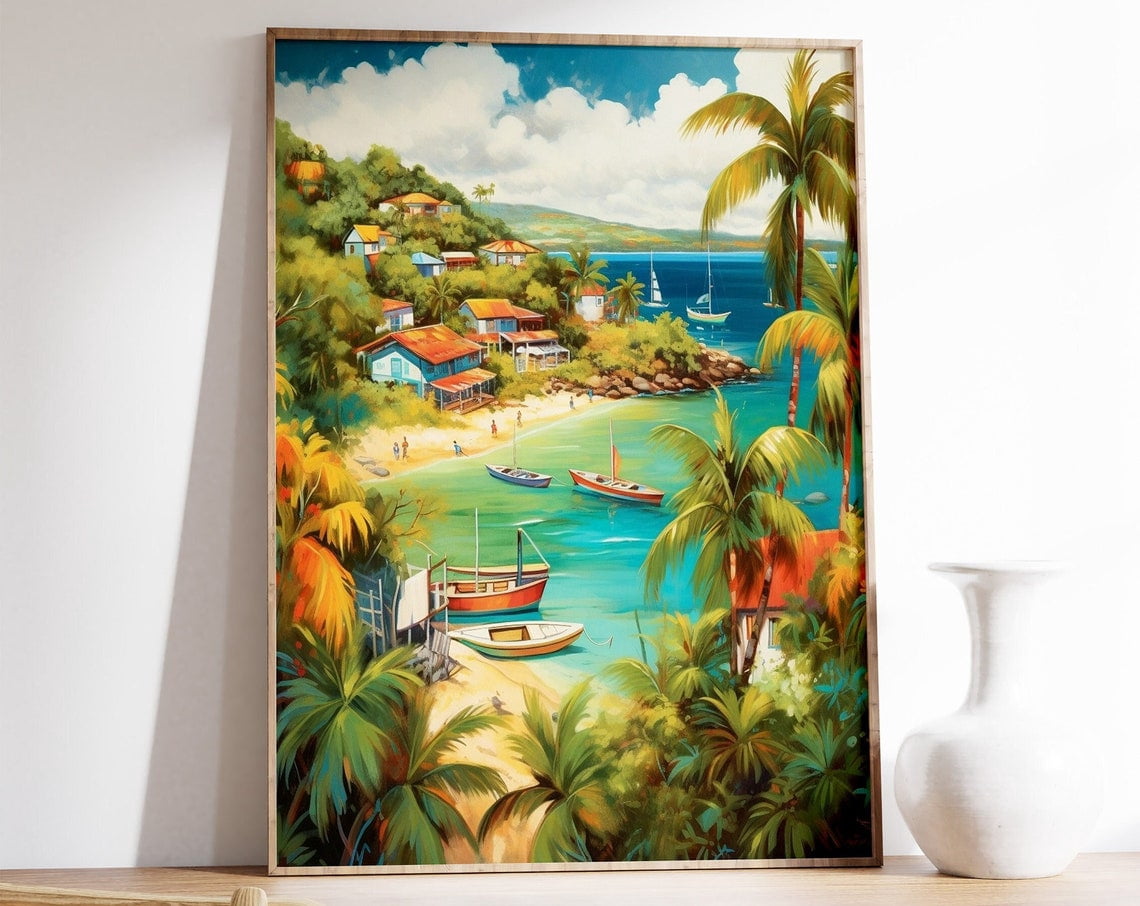 Caribbean Poster, Caribbean Wall Art, Tropical Decor, Scenery Poster ...