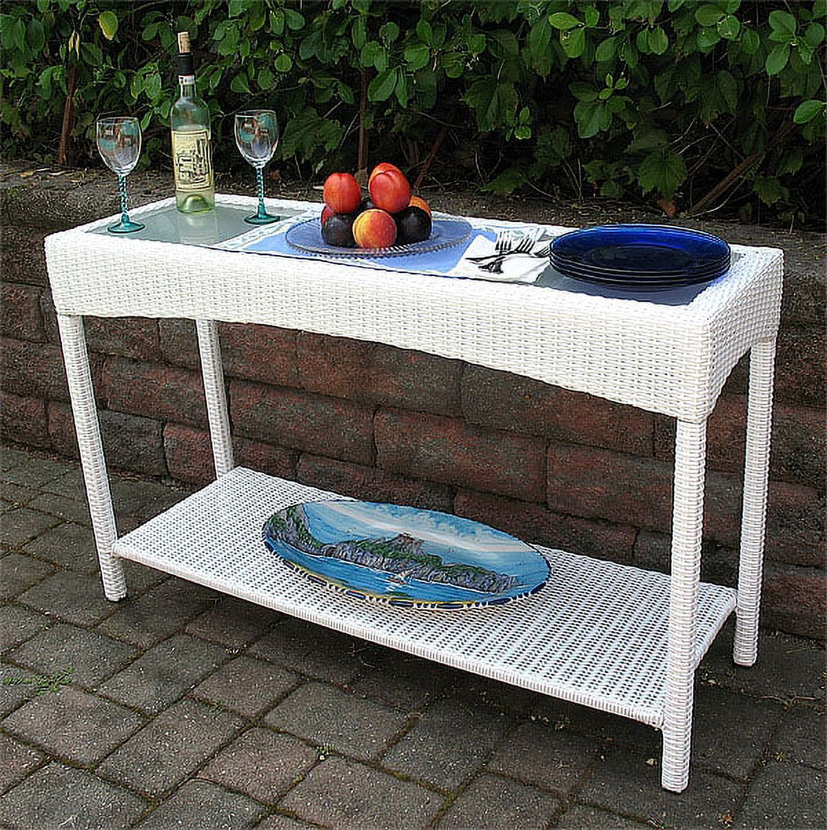 Caribbean Outdoor Buffet Serving Console Table with Frosted Glass and ...