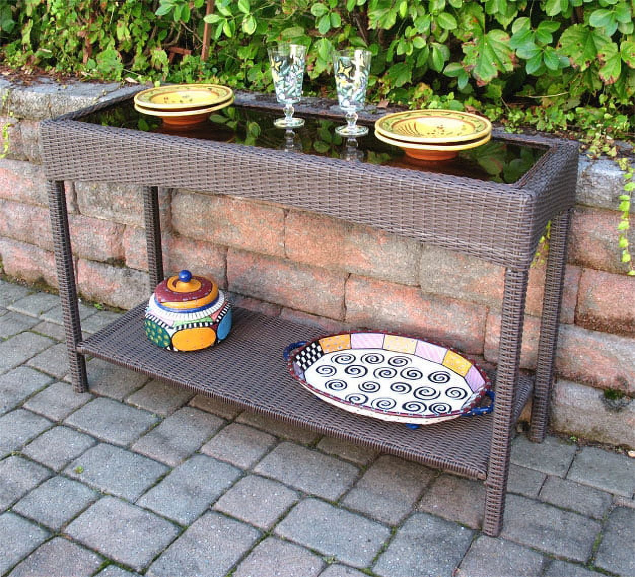 Caribbean Serving Console Table with Smoked Glass - Walmart.com