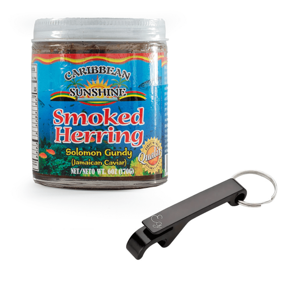 Caribbean Sunshine Smoked Herring Solomon Gundy Jamican Caviar 6 oz (1 Jar) Bundled with Earth ...
