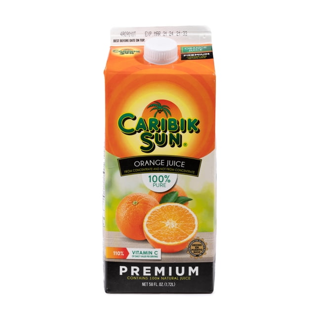 Caribik Sun Orange Juice Premium, 100% Vitamin C, 58 fl oz, Fruit ...