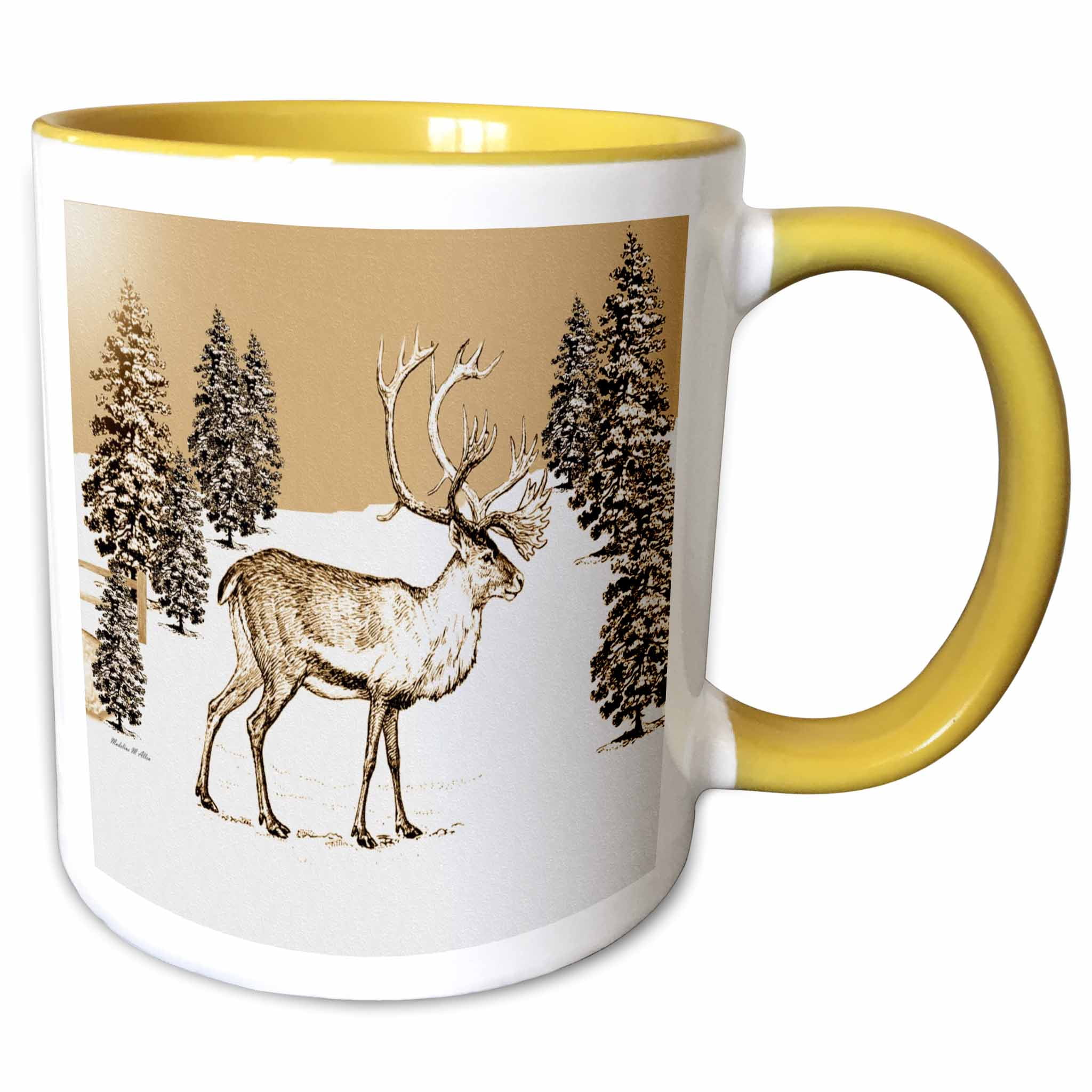 3drose, Caribou Sepia, 15oz Two-tone Yellow Mug - Walmart.com