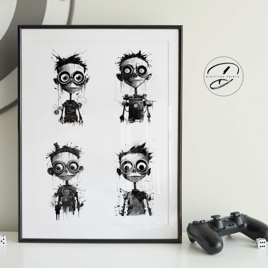 Caricature Of A Boy Robot, Boy Bedroom Print, Boys Room Decor, Teen ...