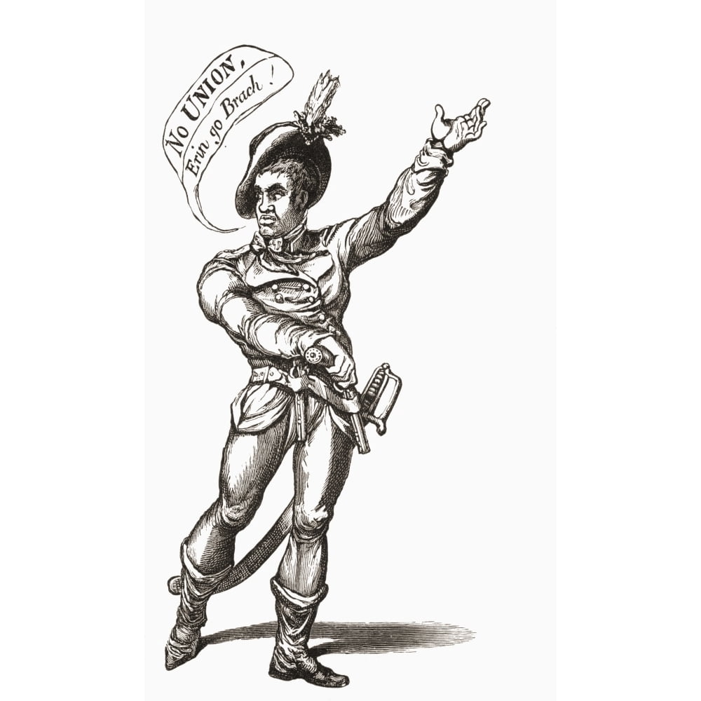 Caricature Of An Irish Chief With The Words No Union And Erin Go Brach ...