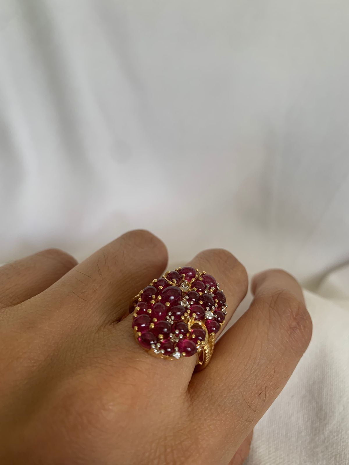 Carillon Glass Filled Ruby Ring, Gemstone Cluster 1.03 ct 925 Sterling ...