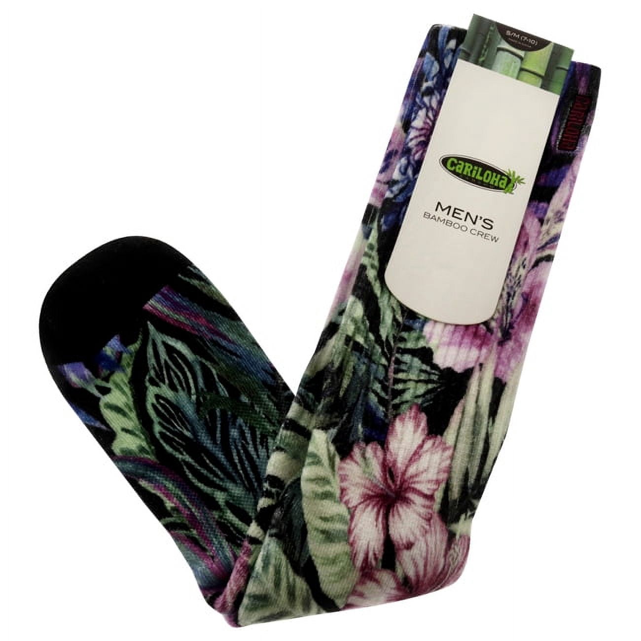 Cariloha Bamboo Printed Crew Socks - Foliage Black Socks 1 Pair ...